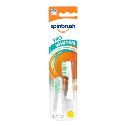 Spinbrush Pro Whiten Replacement Heads, Medium Bristles, For Battery ...