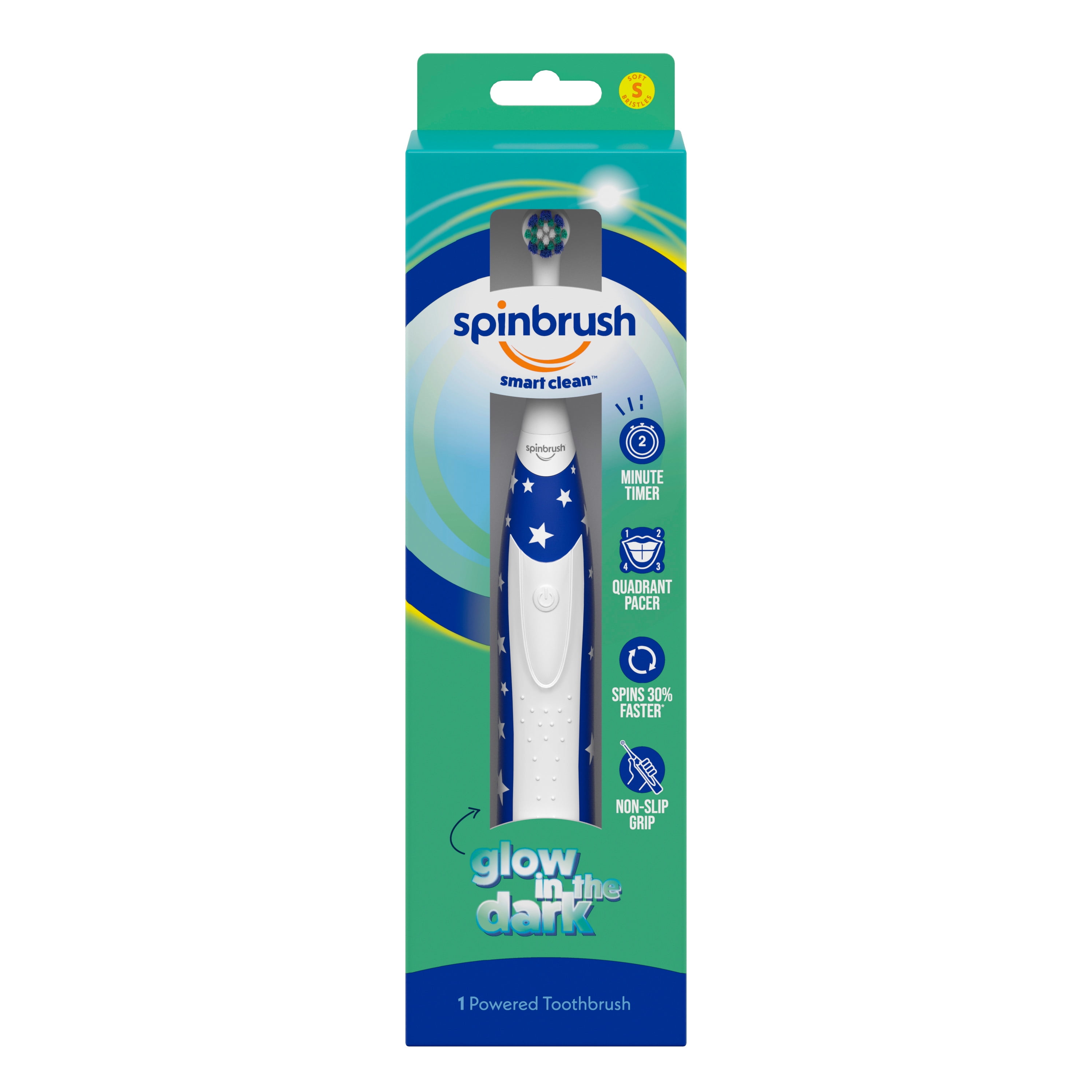 Spinbrush Smart Clean Kids Electric Toothbrush, Glow-in-the-Dark ...
