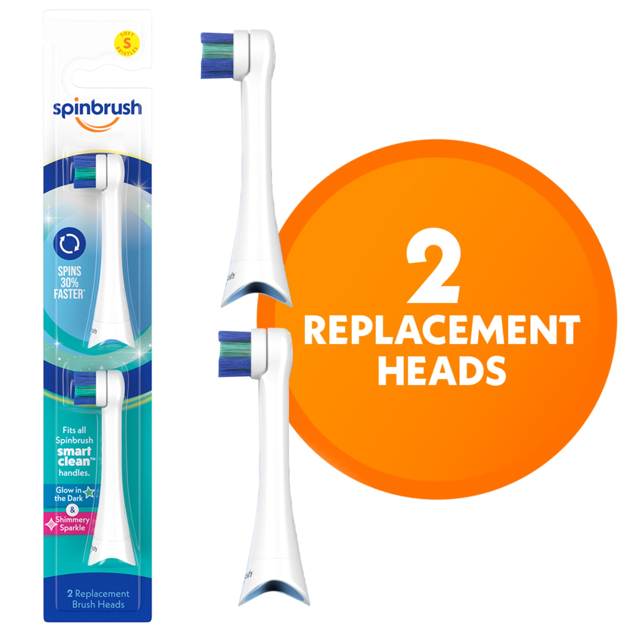 Spinbrush Kids Refill, Soft Bristles, 2 Kids Replacement Heads for Battery Toothbrushes ...