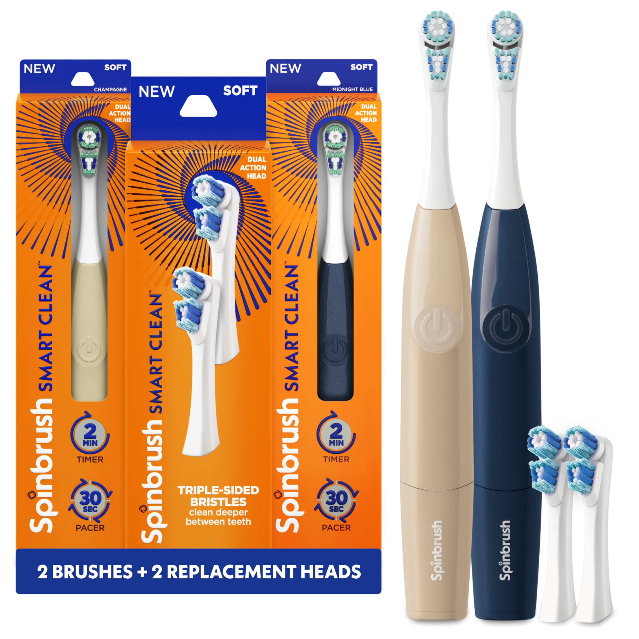 Spinbrush Smart Clean Value Pack, Battery Powered Electric Toothbrush ...