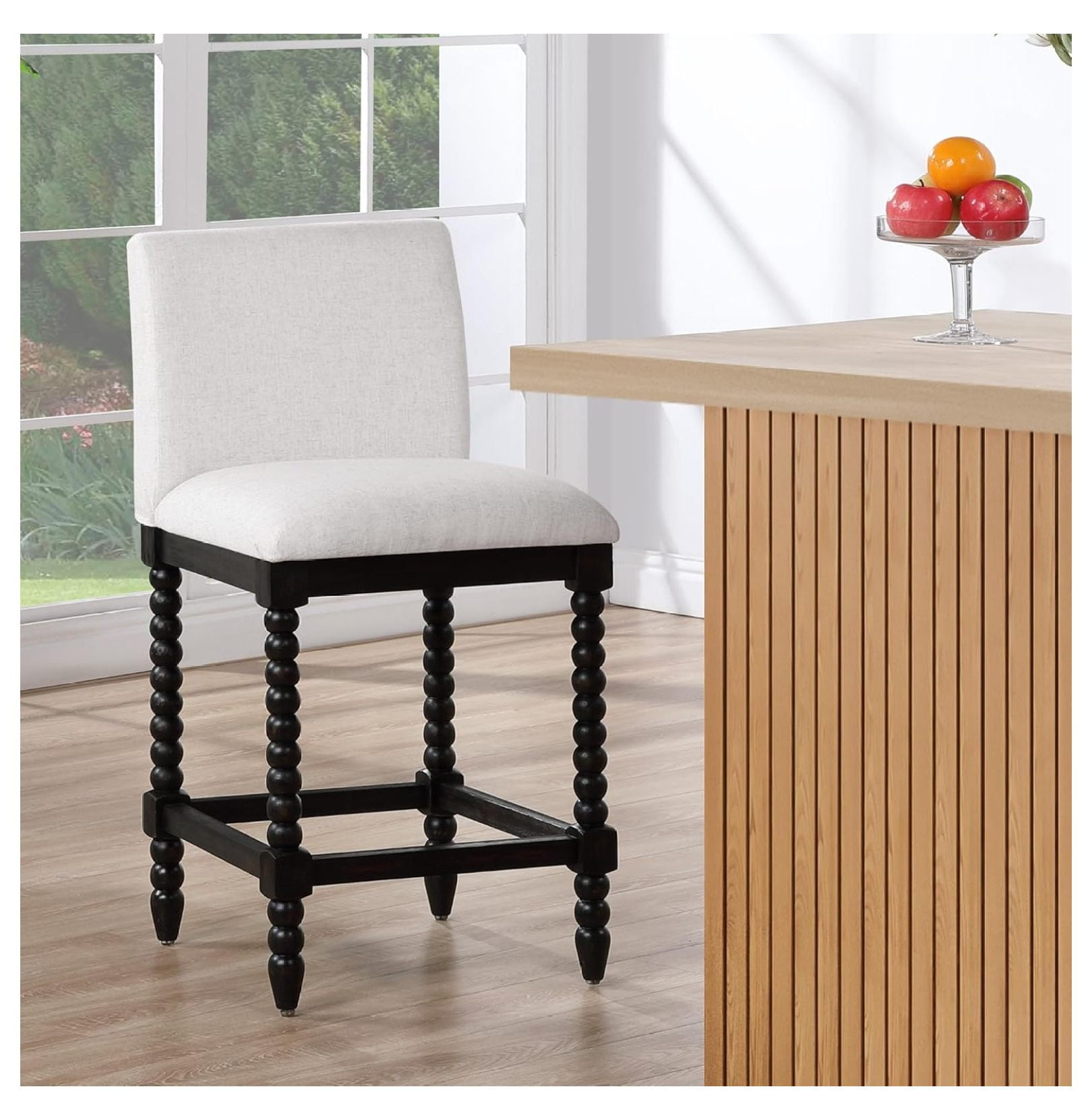 Spindle Counter Stool with Padded Spring Seat,Wooden Bar Stools ...