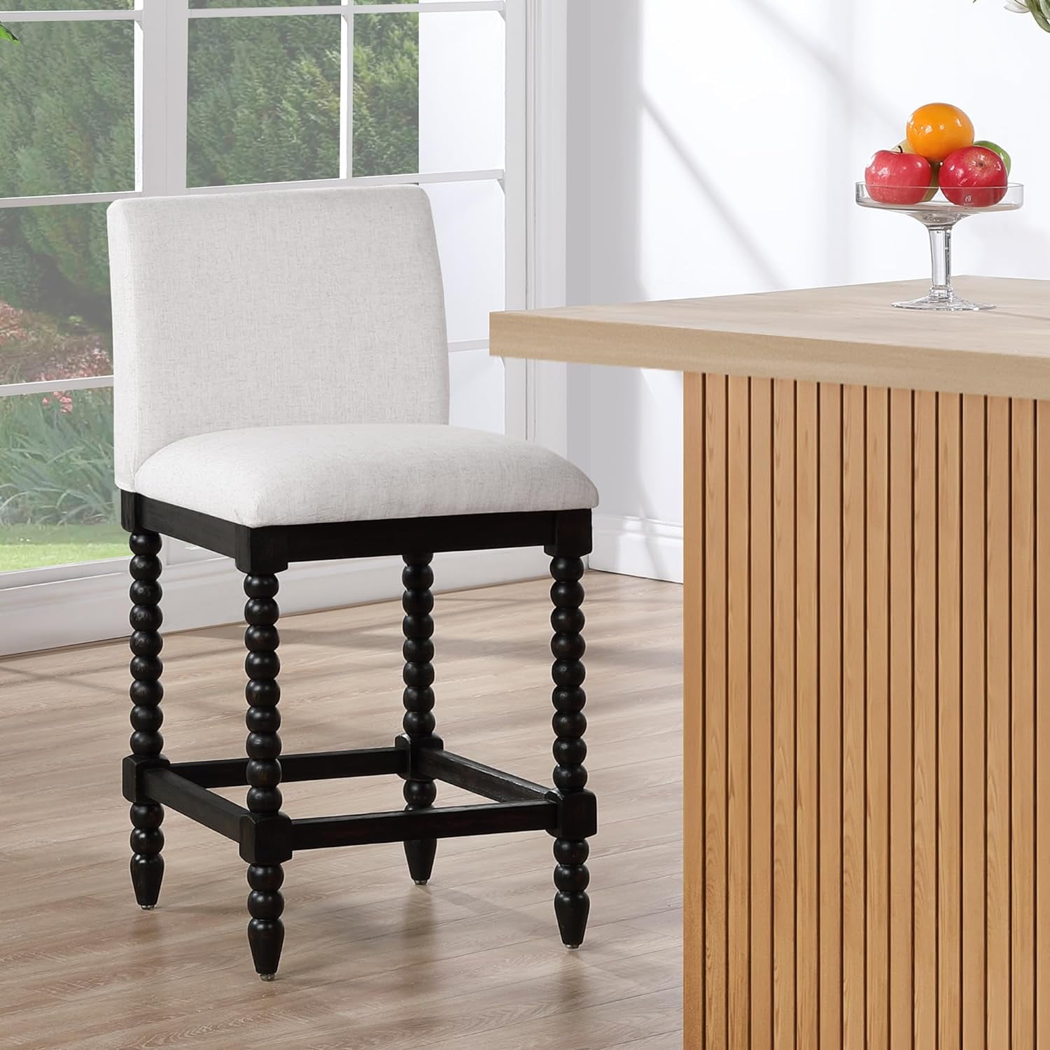 Spindle Counter Stool with Padded Spring Seat,Wooden Bar Stools ...