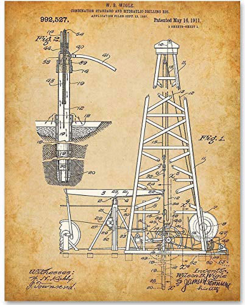 Spindletop Oil Drilling Rig - 11x14 Unframed Patent Print - Great Gift ...