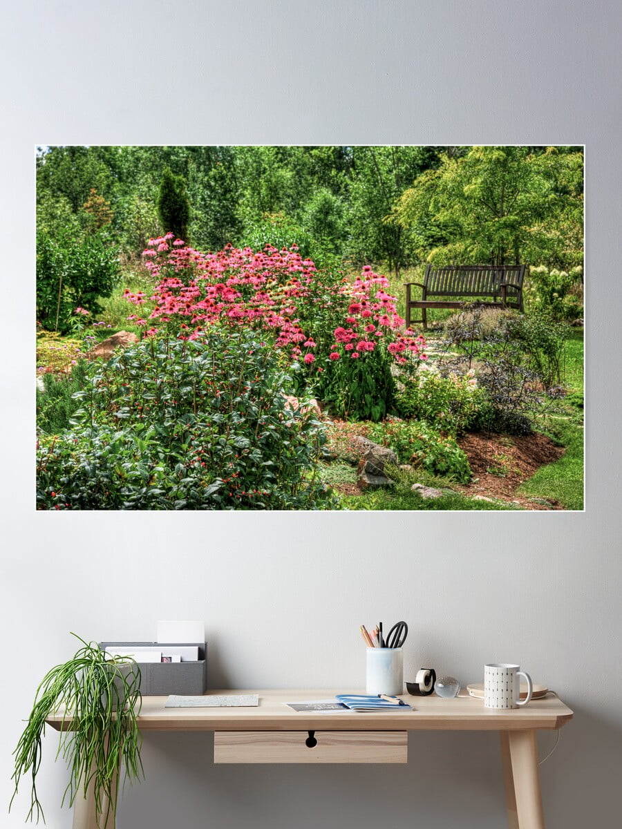 Spindletree Garden Bench Poster Wall Art, Modern Wall Decor For Living ...