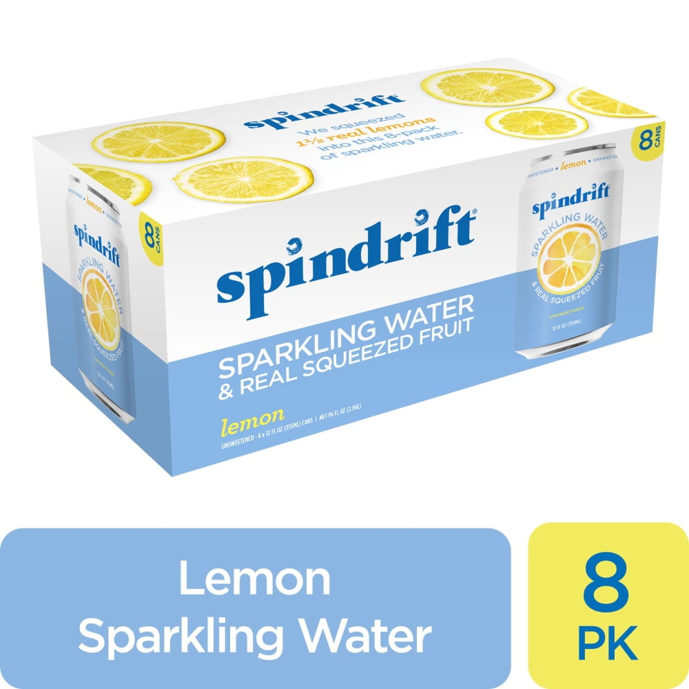 Spindrift Lemon Flavored Sparkling Water Cans, 8 cans, 12 fl oz (Packaging may vary) - Walmart.com