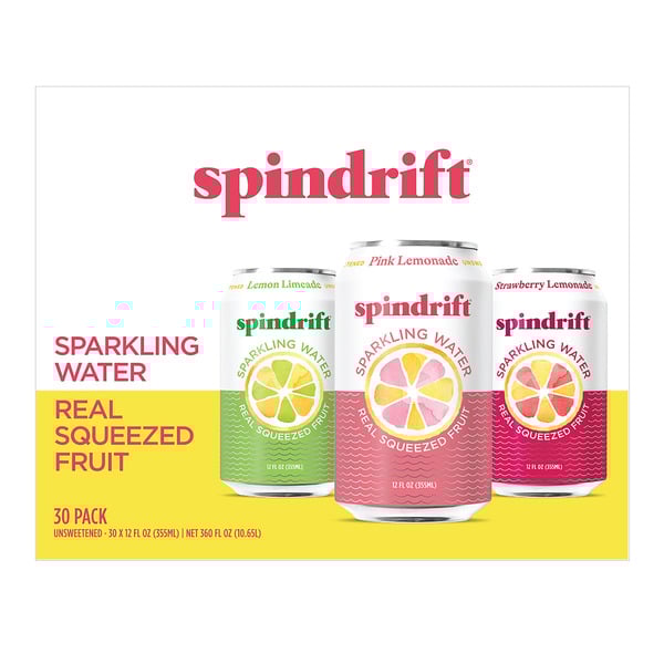 Spindrift Lemonade Sparkling Water Variety Pack 12 fl oz Cans, 30 Count ...