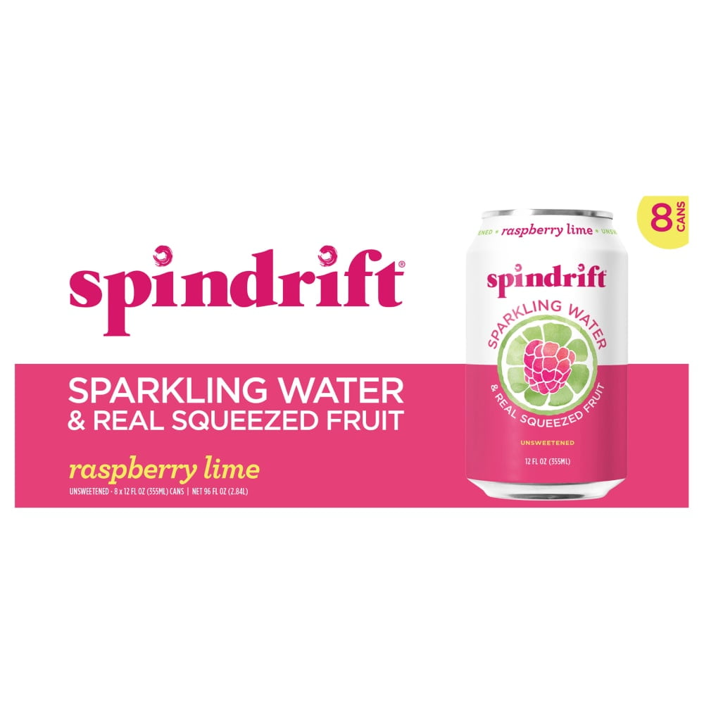 Spindrift Raspberry Lime Flavored Sparkling Water Cans, 8 pk, 12 fl oz ...