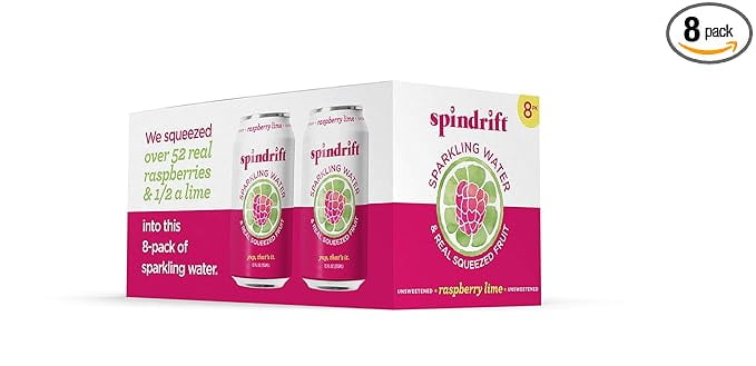 Spindrift Raspberry Lime Sparkling Water, 12 Fl. Oz. Cans (Pack of 8 ...