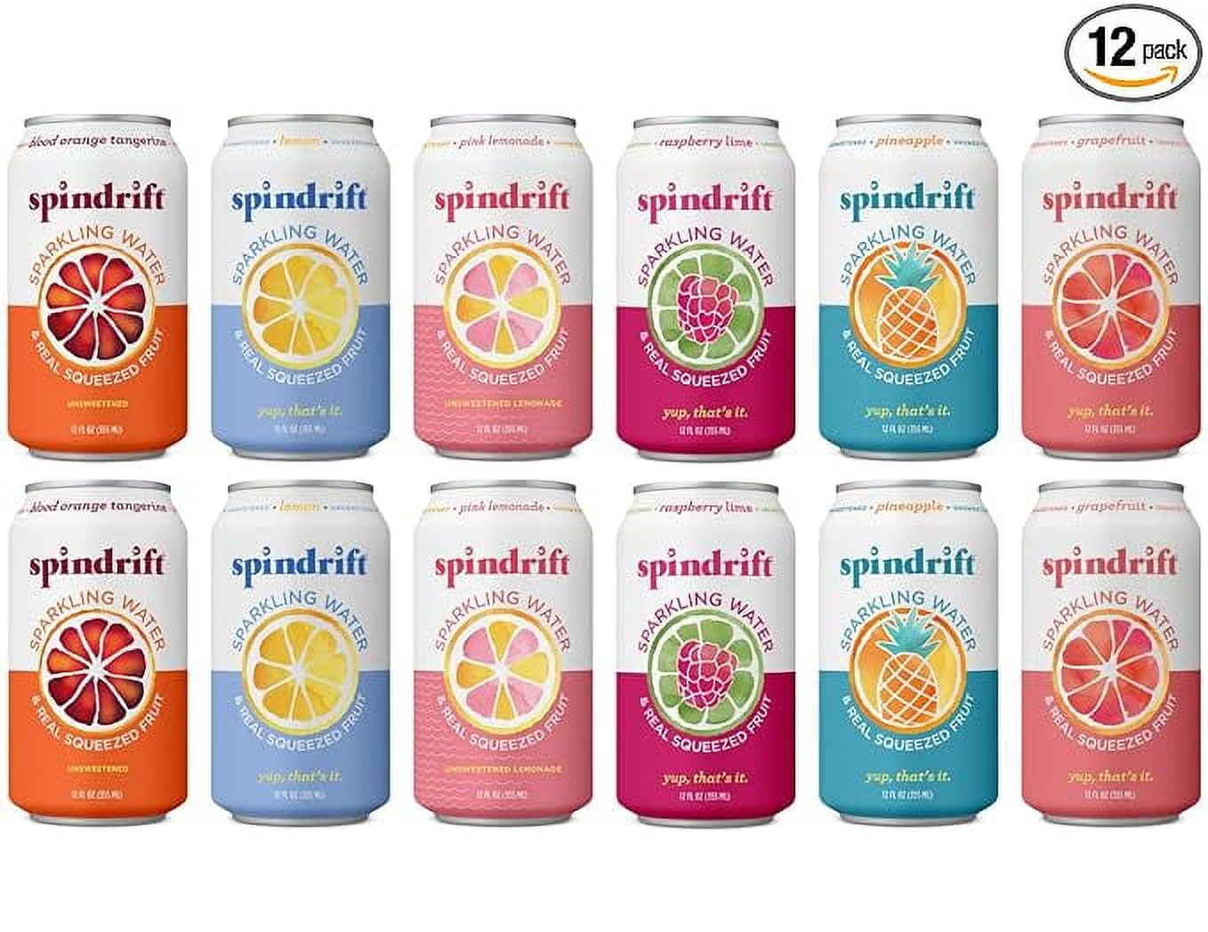 Spindrift Sparkling Water, 6 Flavor Assorted Variety Sampler Pack, Made with Real Squeezed Fruit ...