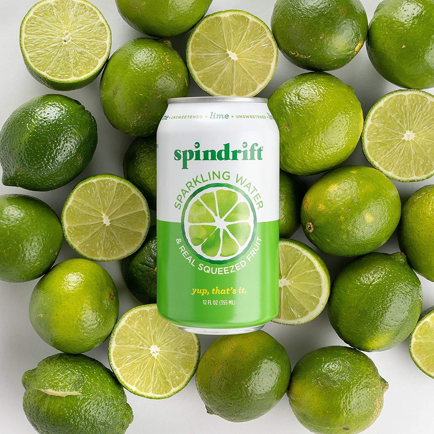 Spindrift Sparkling Water, Lime Flavored, Real Squeezed Fruit, 12 Fl Oz Cans, Pack of 24 ...