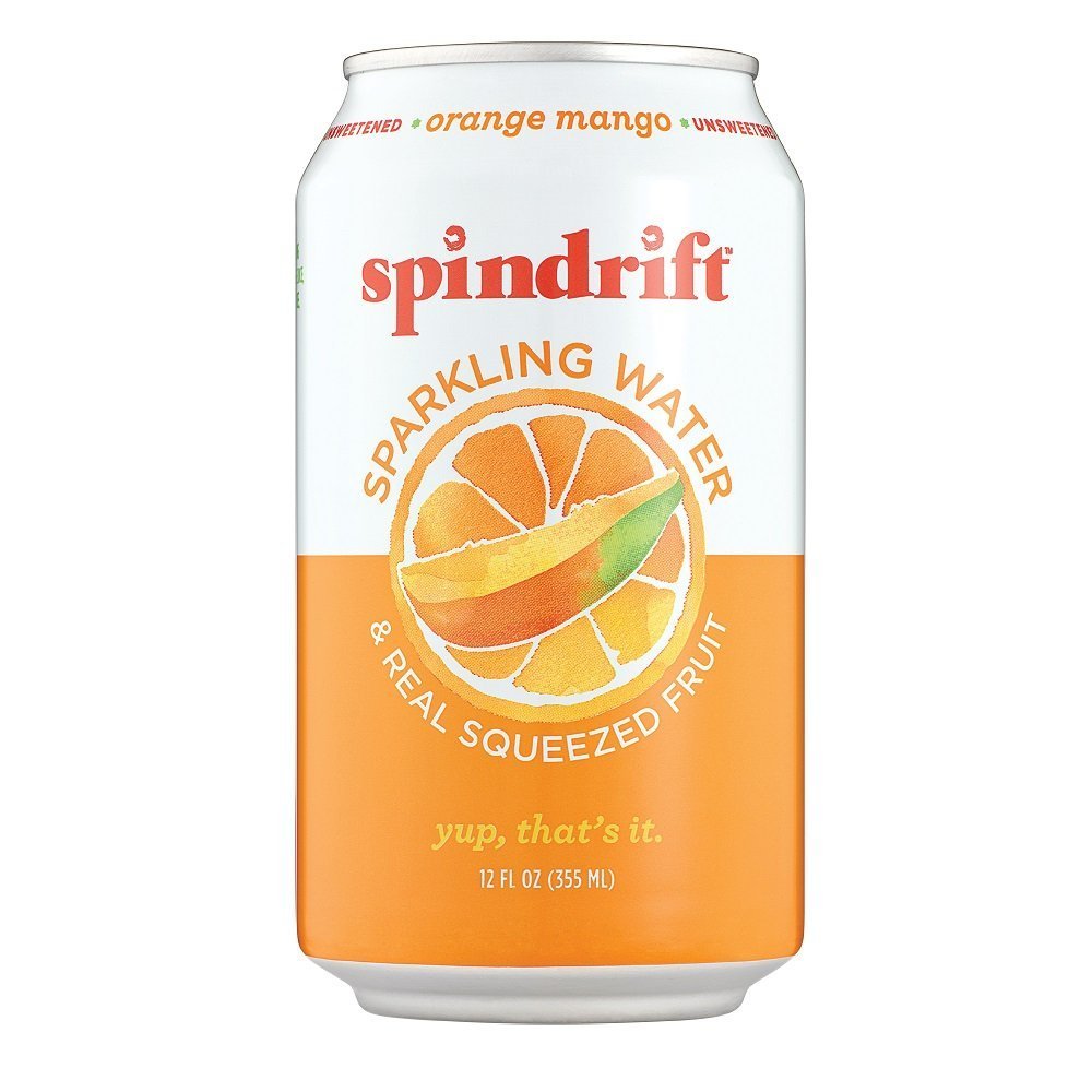 Spindrift Sparkling Water, Orange Mango Flavored, Made with Real Squeezed Fruit, 12 Fl Oz Cans ...