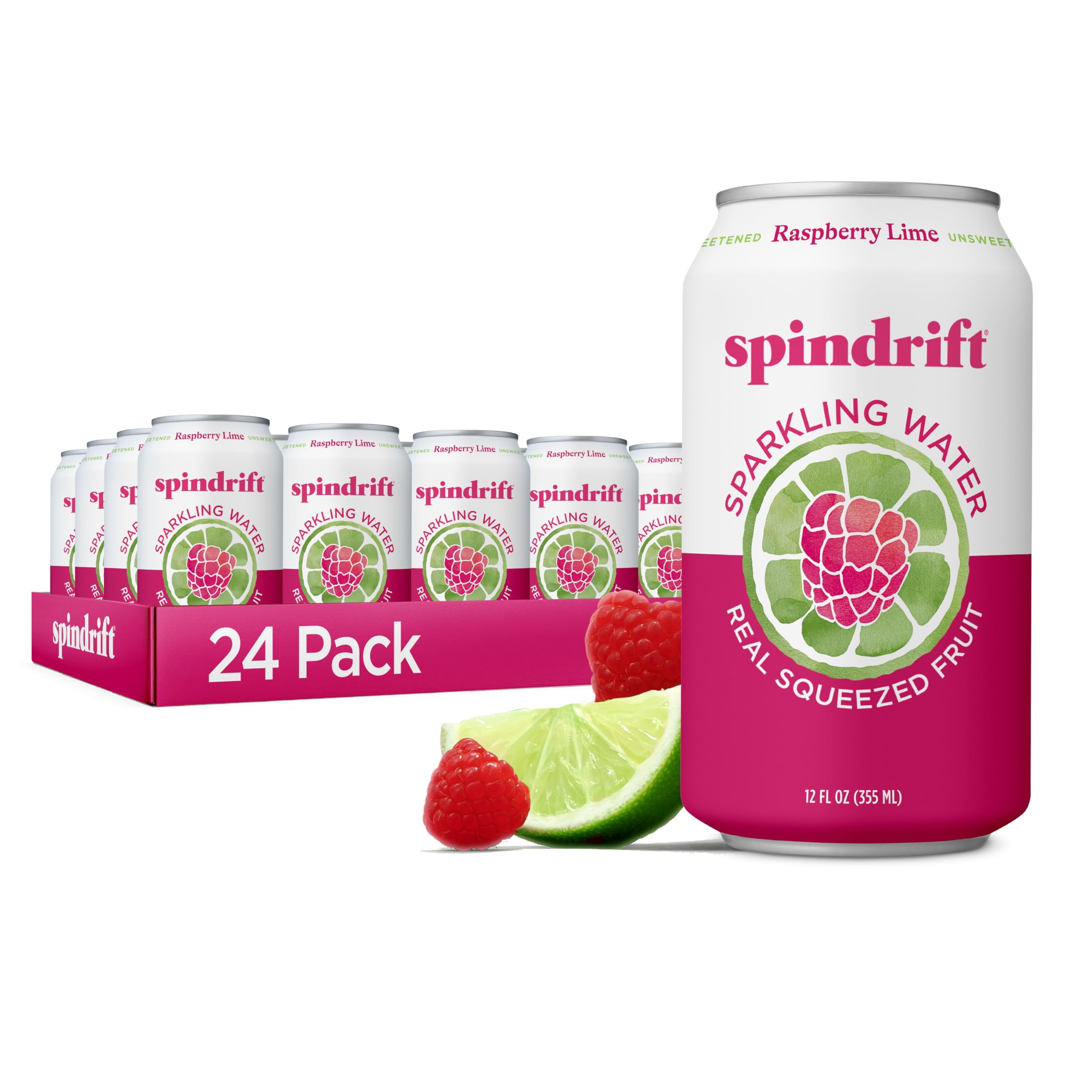 Spindrift Sparkling Water, Raspberry Lime Flavored, Made with Real ...