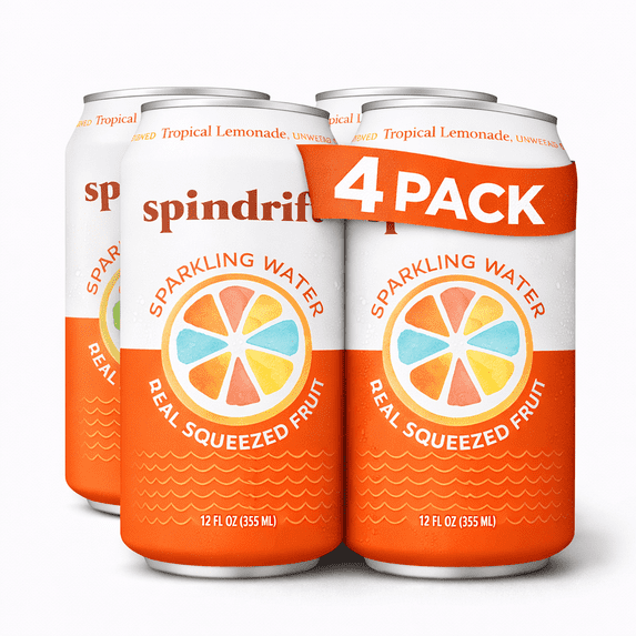 Spindrift Sparkling Water, Tropical Lemonade Flavored, Made with Real ...