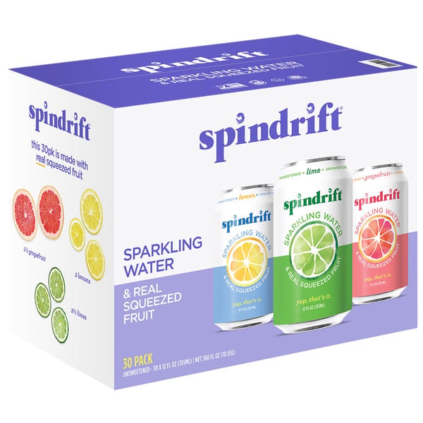 Spindrift Sparkling Water Variety Pack 12 fl oz Cans, 30 Count Real ...