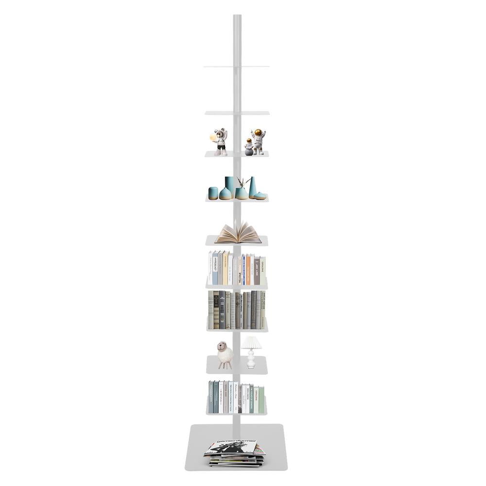 Spine Bookshelf, Vertical Spine Book Tower, 9-Tier Metal Bookcase, Book ...