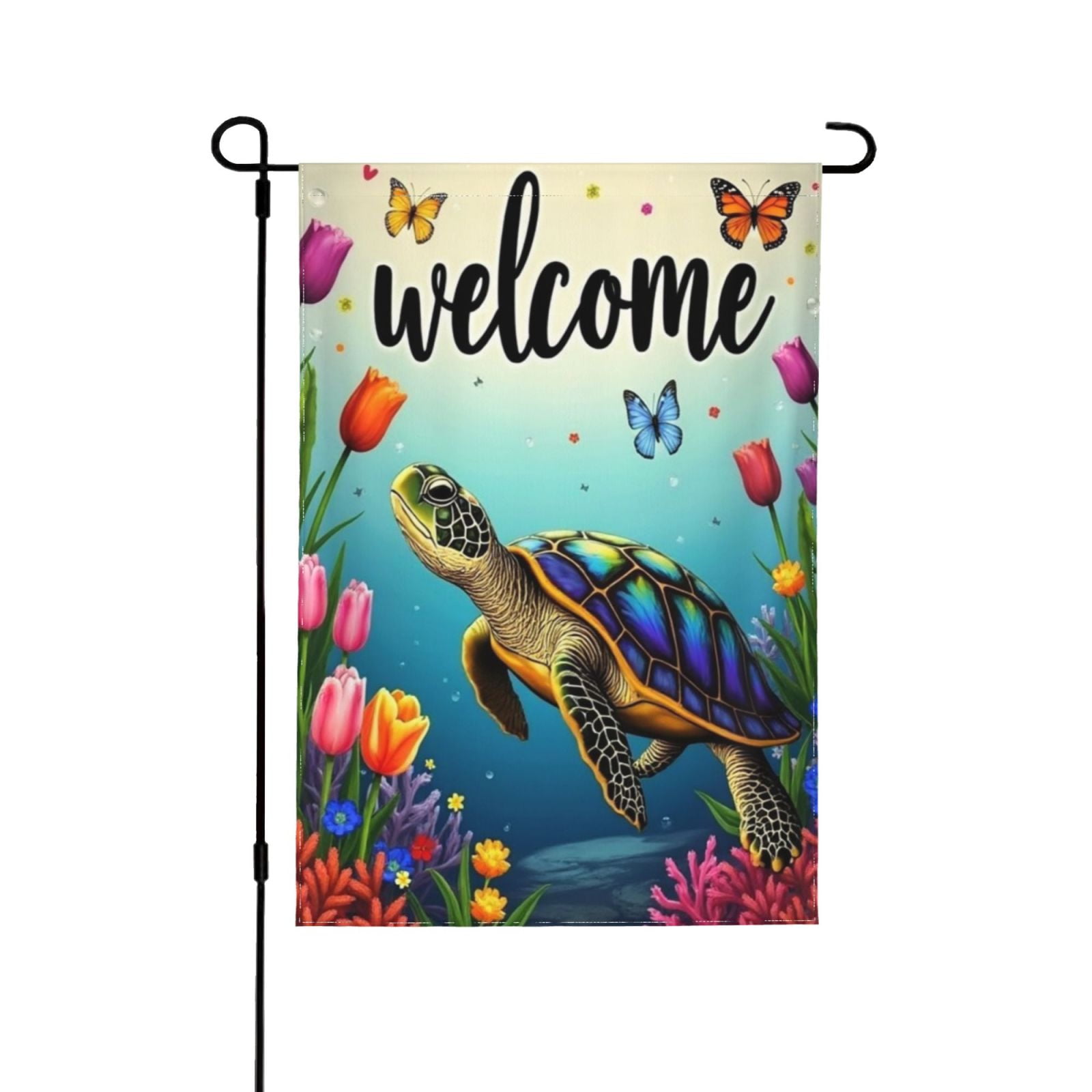 Sping Summer Beach Sea Turtle Garden Flag 12X18 Colorful Sea Turtle In ...