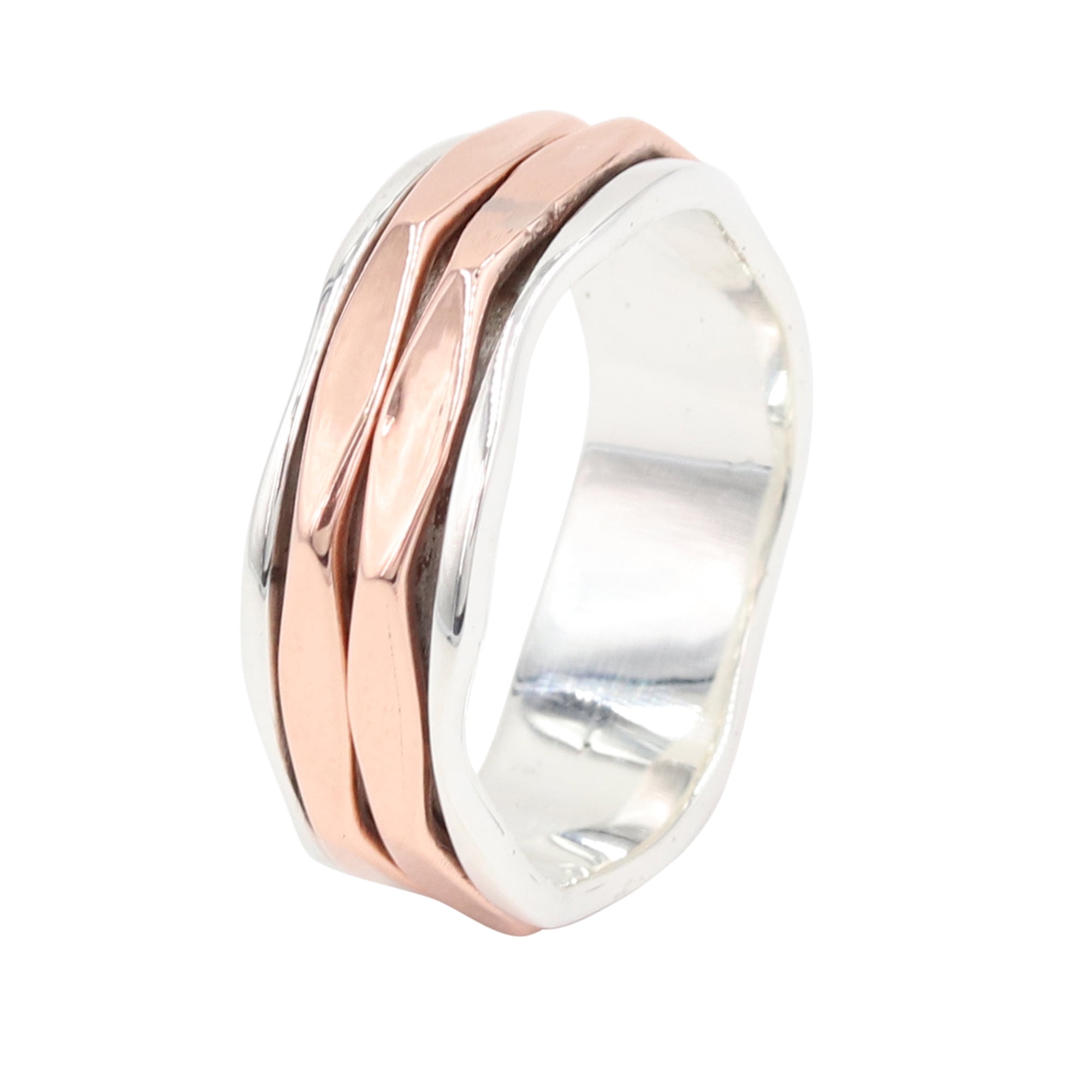 Spinner Band Ring 925 Sterling Silver Two Tone Ring for Women US 7.5 ...