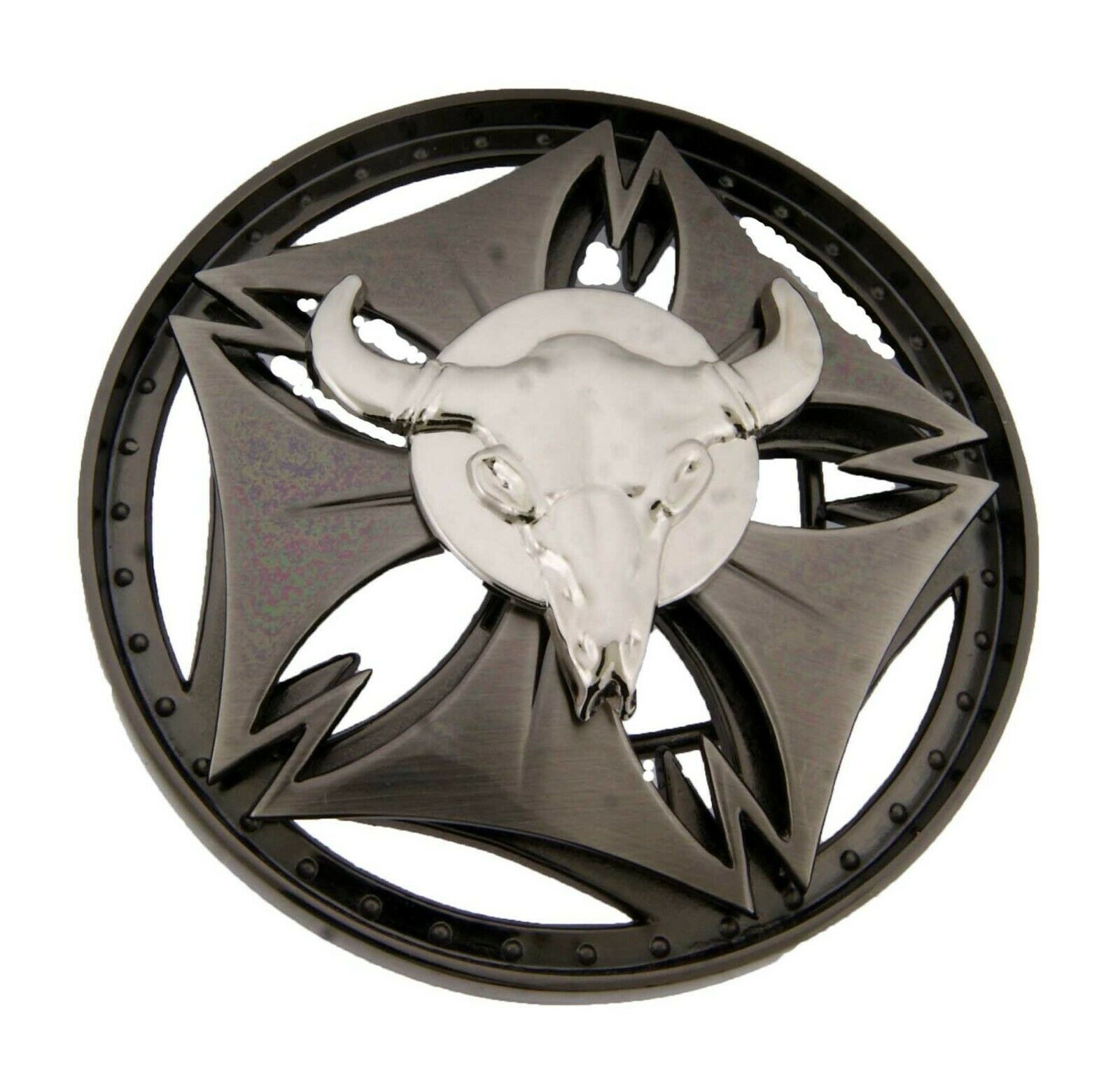 Spinner Belt Buckle Bull Longhorn Ox Silver Metal Texas Western Rodeo ...