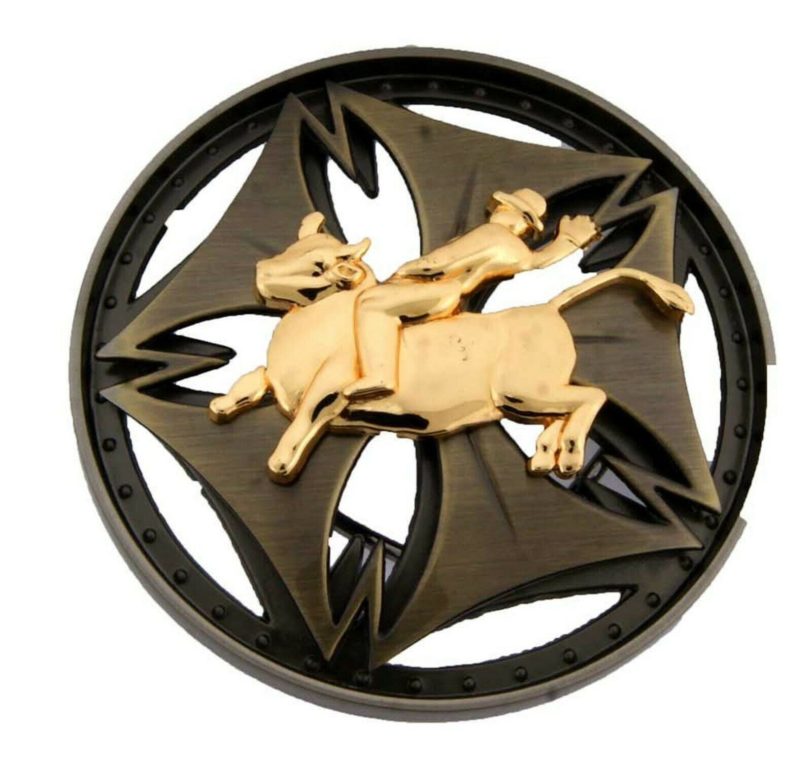 Spinner Belt Buckle Rodeo Bull Rider Western Rodeo Texas Gold Metal New ...
