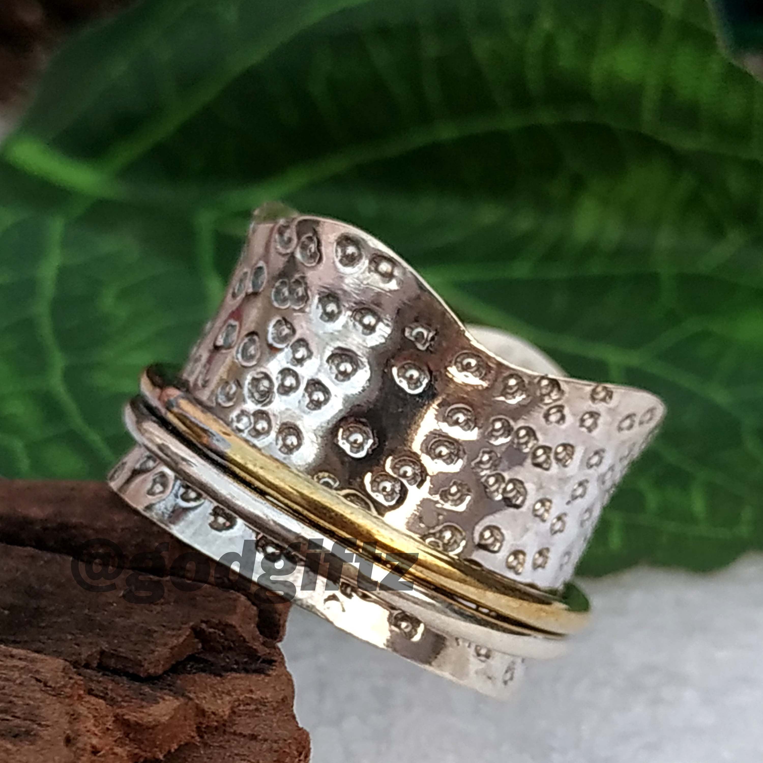 Spinner Hammered Silver Ring, 925 Sterling Silver Ring, Designer ...