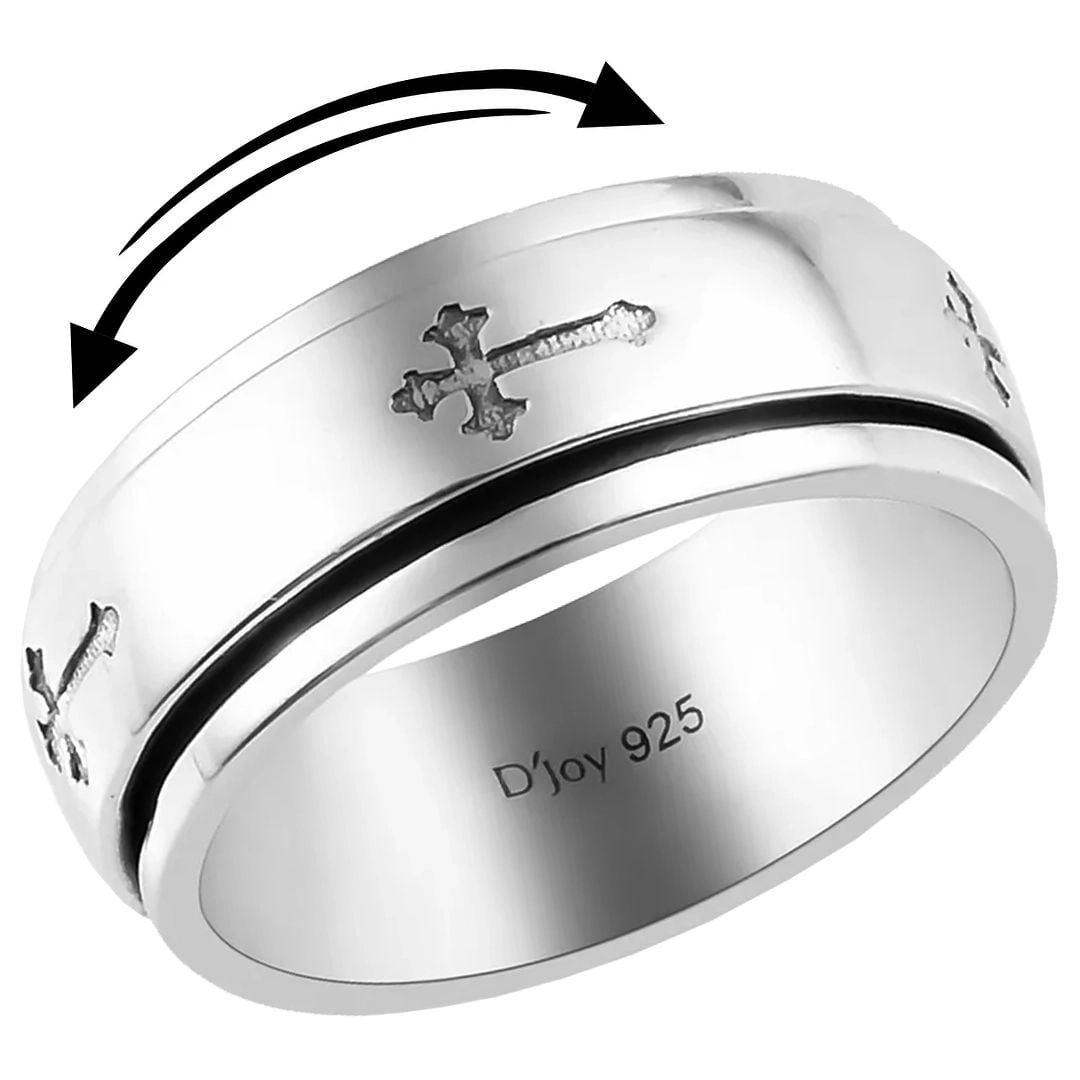 Shop LC Spinner Ring - Spinning Anxiety Ring for Men - Wedding Band 925 ...
