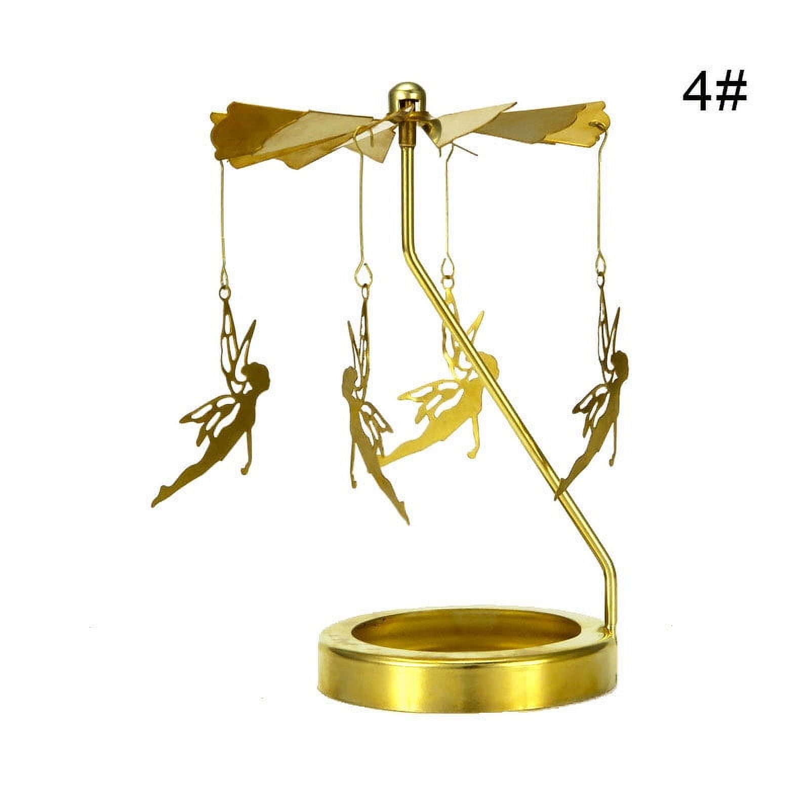 Spinning Candlestick Rotary Tea Light Candle Holder Carousel Metal Home ...