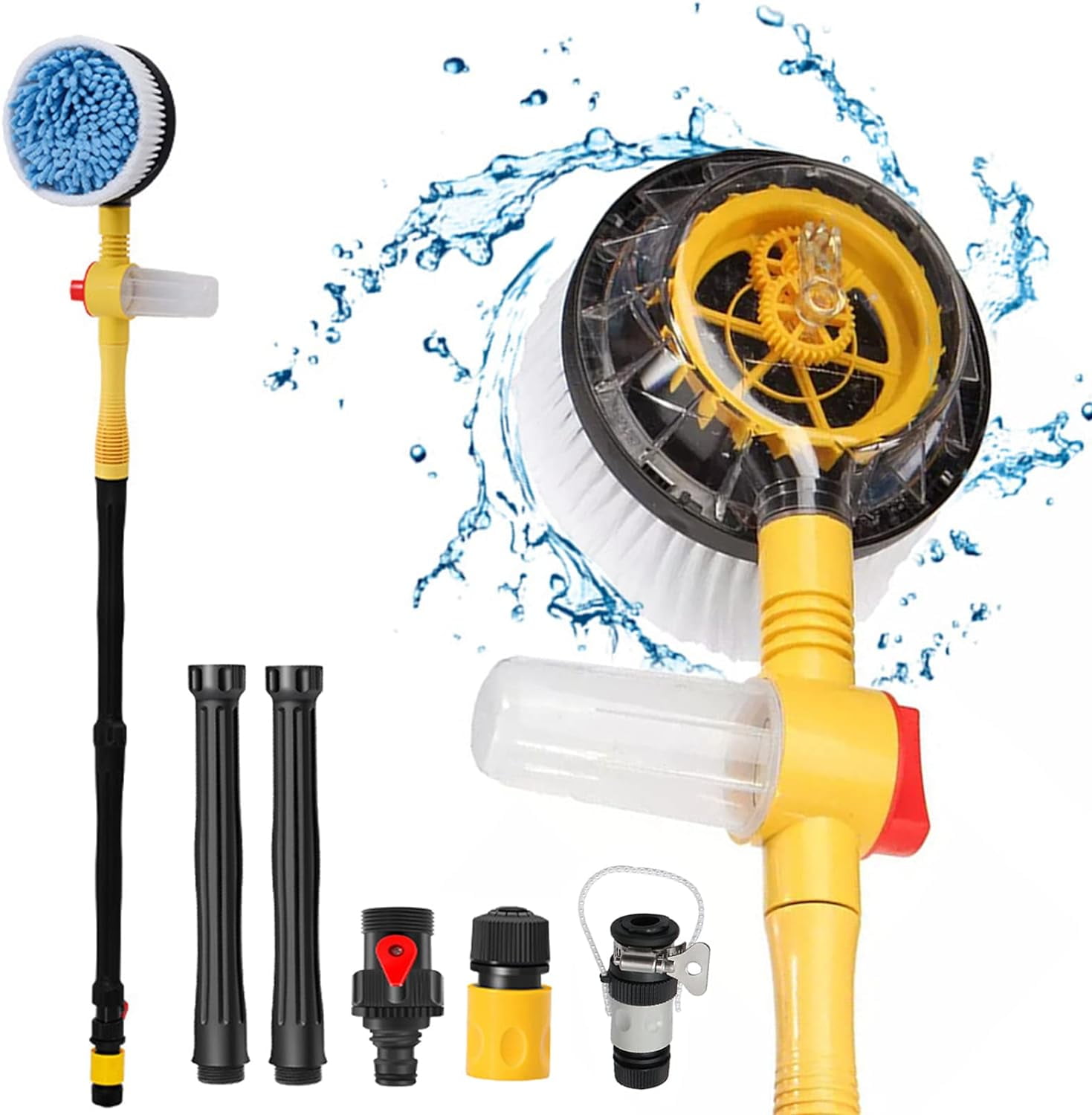 Spinning Car Wash Brush Soft Microfiber, Auto Rotate Car Brush Mop with ...