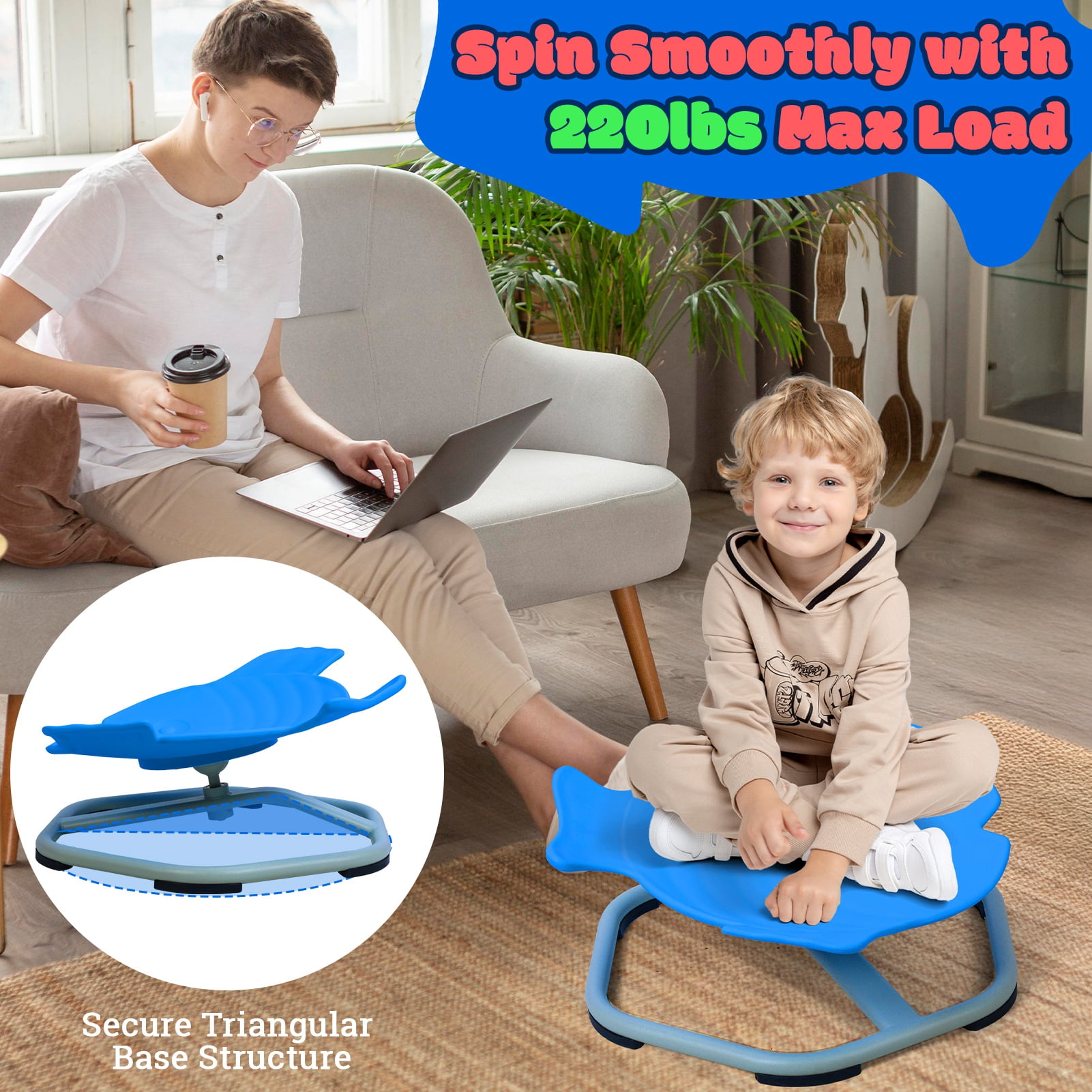 Spinning Chair, Kids Swivel Chair, Autistic Kids Sensory Swivel Chair ...