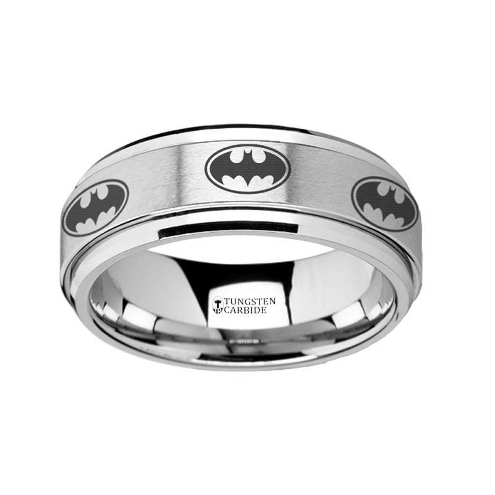 Spinning Engraved Batman Logo Tungsten Carbide Spinner Wedding Band ...