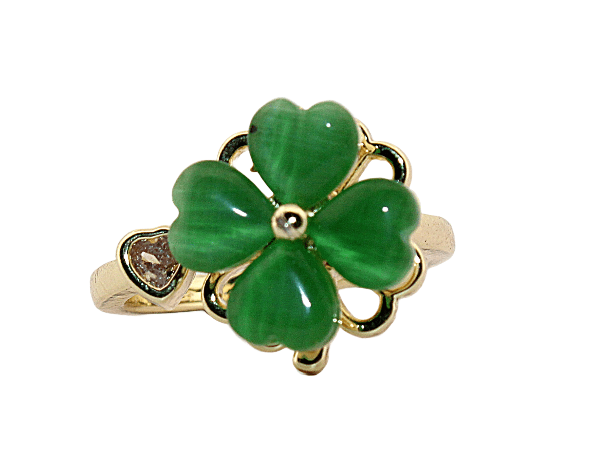 Spinning Four Leaf Clover Green Moonstone Adjustable Ring 144 - Walmart.com