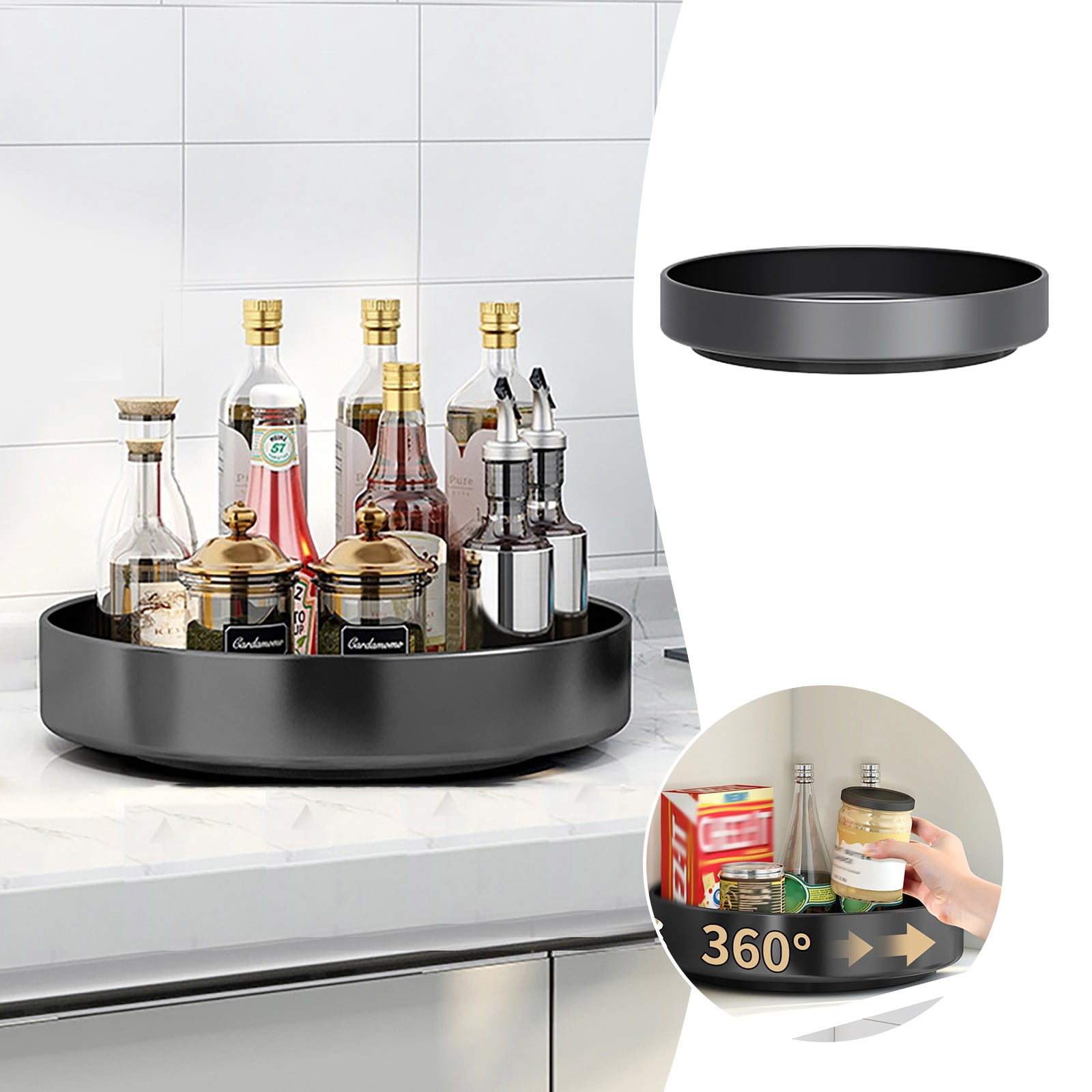Spinning Large Metal Spices Rack Organizer for Cabinet Kitchen Lazy ...