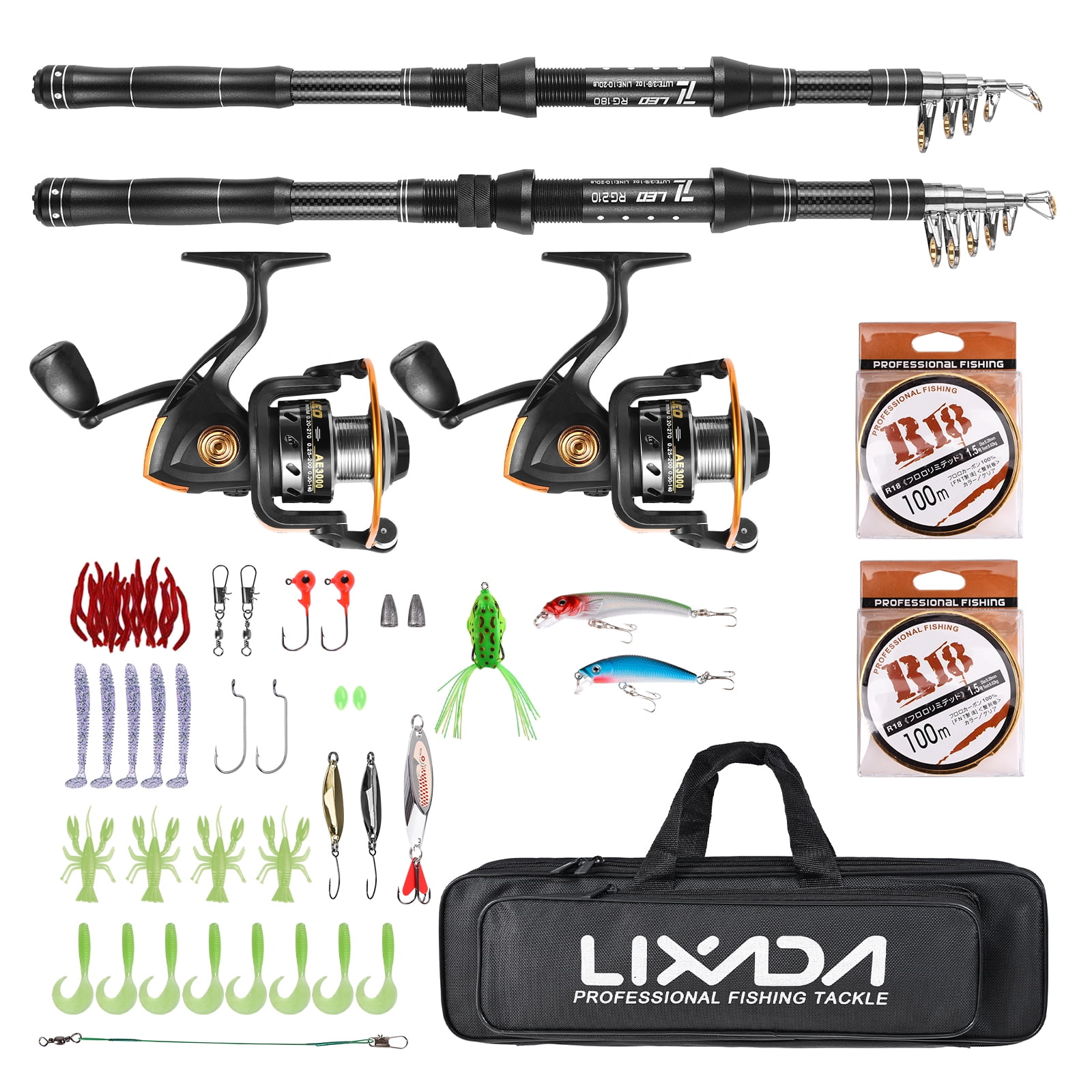 Spinning Rod,Rod And Reel Rod Reel Line Lures Saltwater Freshwater Kit ...