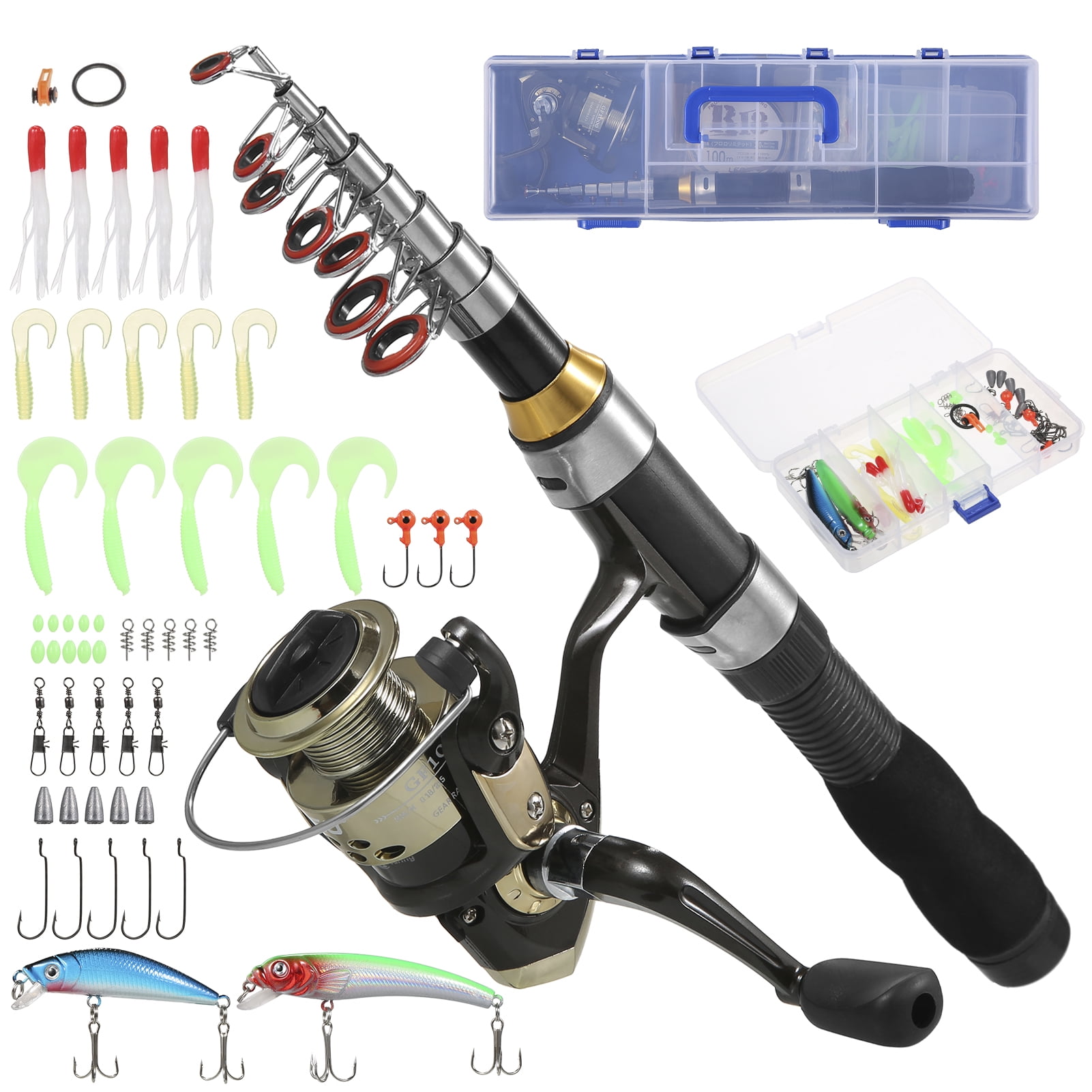 Spinning Rod,Set With Box Swivels Set With Kit Line Lures With Reel ...