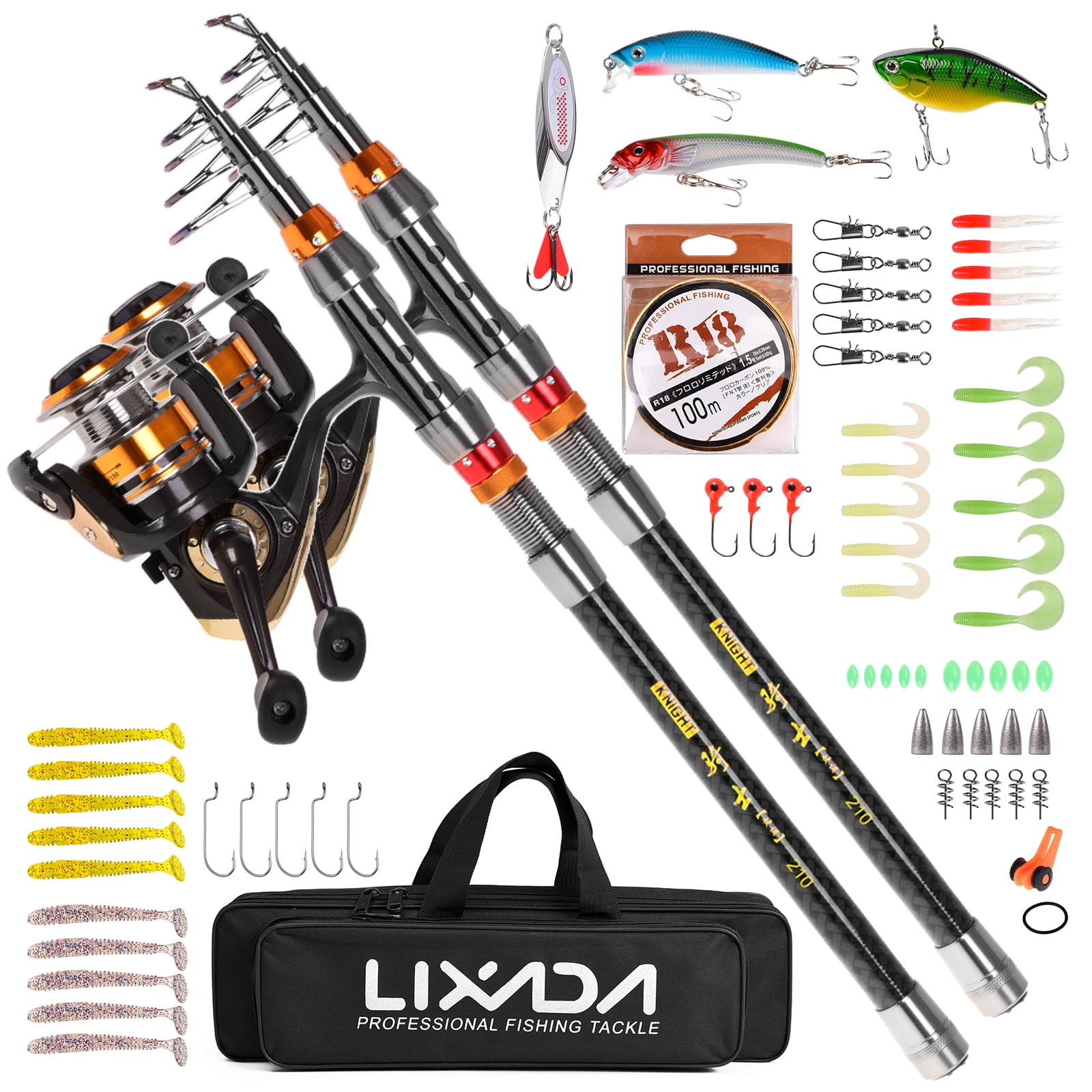 Spinning Rod kit,Fu Rod And Reel Carbon Fiber Reel Combo 2 Piece Rod ...