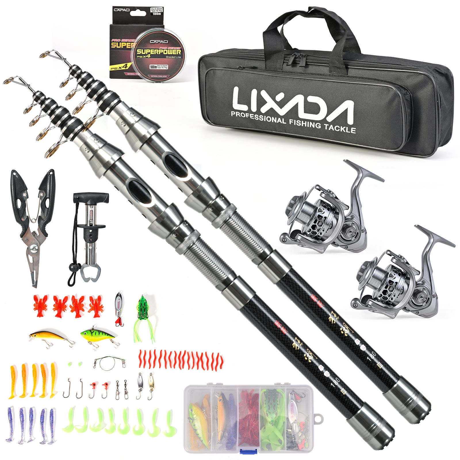 Spinning Rod kit,Kit Pliers With Pliers Fish Tool Fish Combos Kit Reel ...