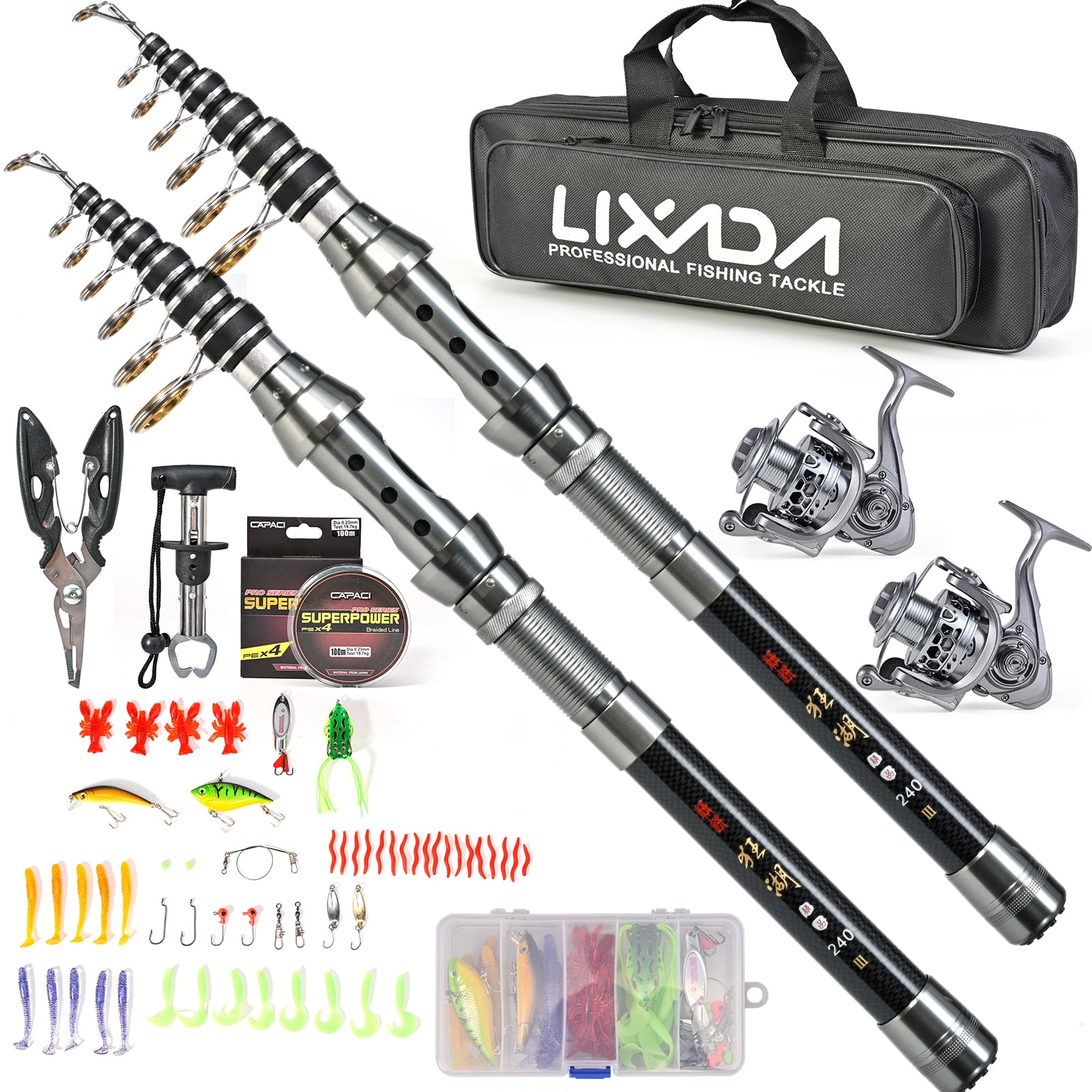 Spinning Rod kit,With Pliers Combos Rod And Fish Kit Pole Tool Huiop ...