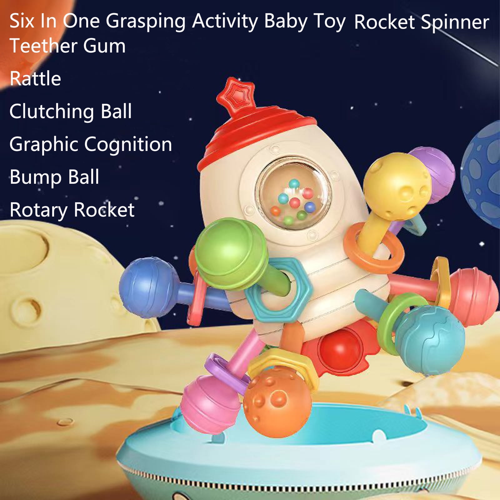 Spinning Sensory Learning Toys Rocket Spinner for Toddlers 1-3, Baby 6 ...