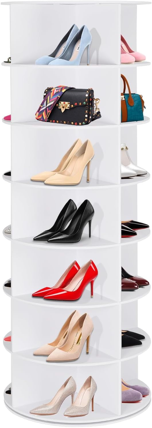 , Spinning Shoe Display with Lazy Susan, 360 Degree Rotating Shoe Rack ...