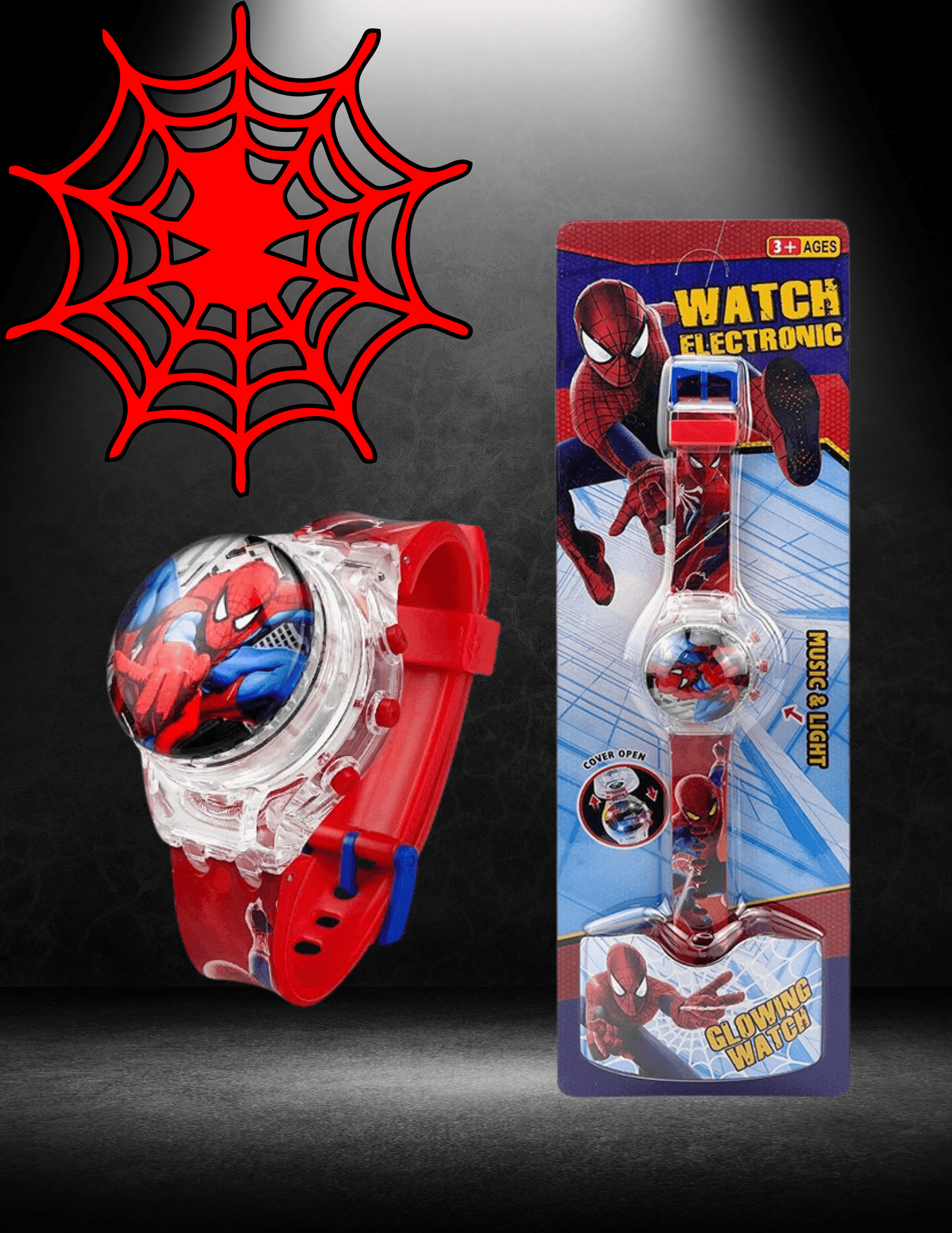 Spinning Spiderman Light up watch with music and shows date. Back to ...
