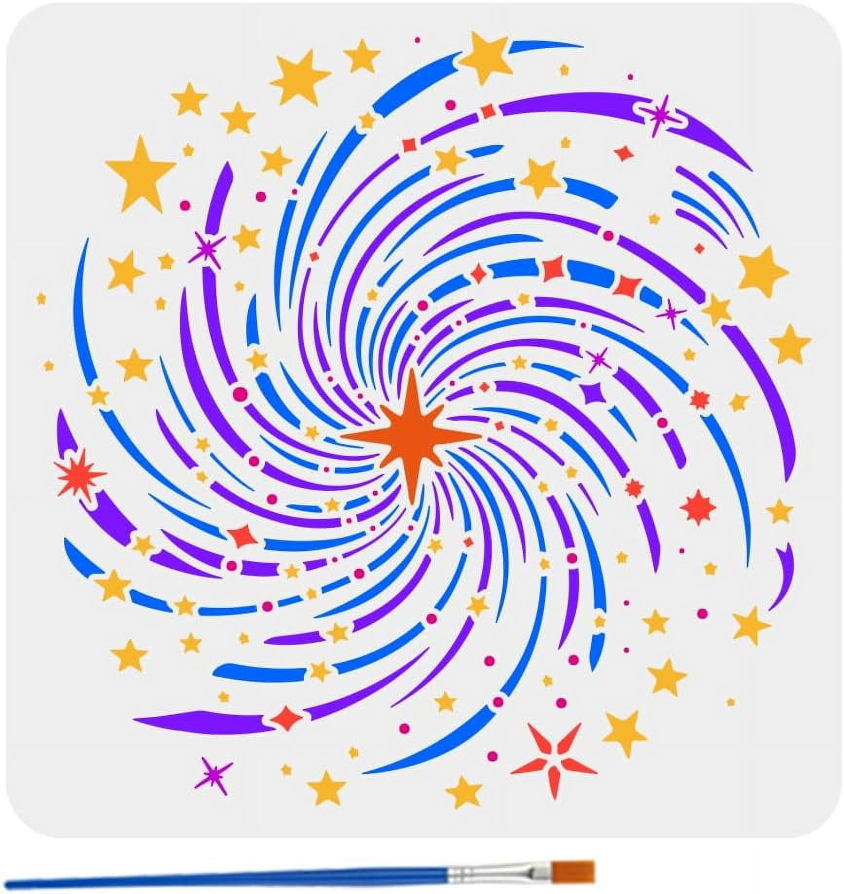 Spinning Stars Stencil for Painting 11.8x11.8 inch Hollowed Whirlpool ...