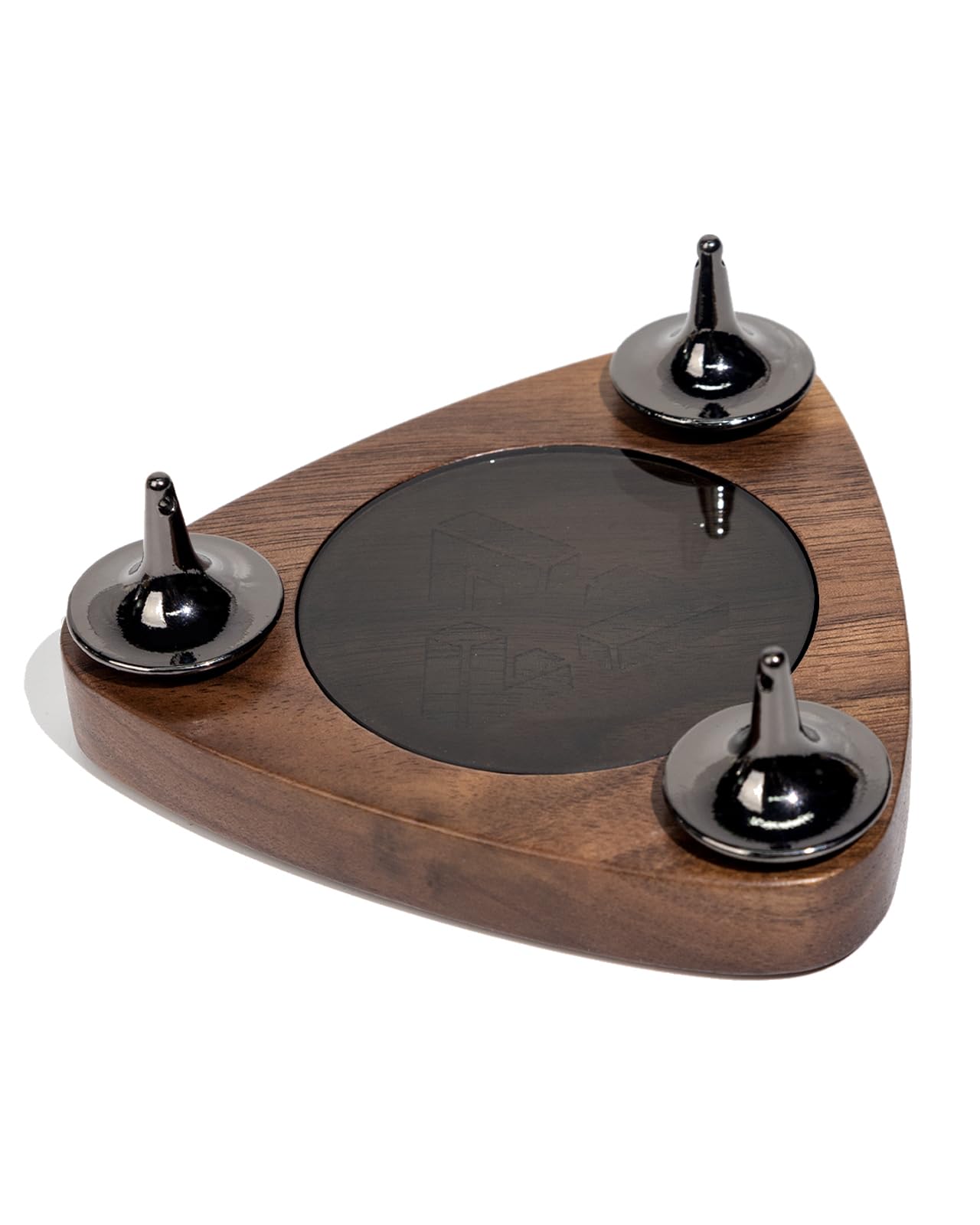Spinning Tops,Metal Top Spinner with Glass Black Walnut Base,Spin Long ...
