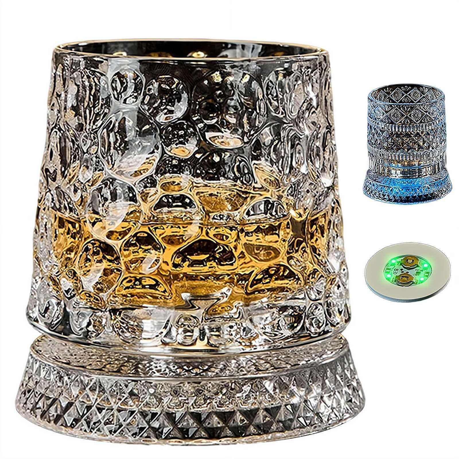 Spinning Whiskey Glasses,360 Degree Rotating Crystal Wine Glass with ...