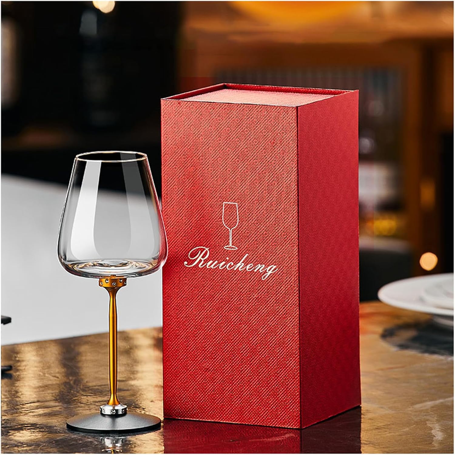 Spinning Wine Glass, Aluminum Long Stem Rotating Red & White Wine ...