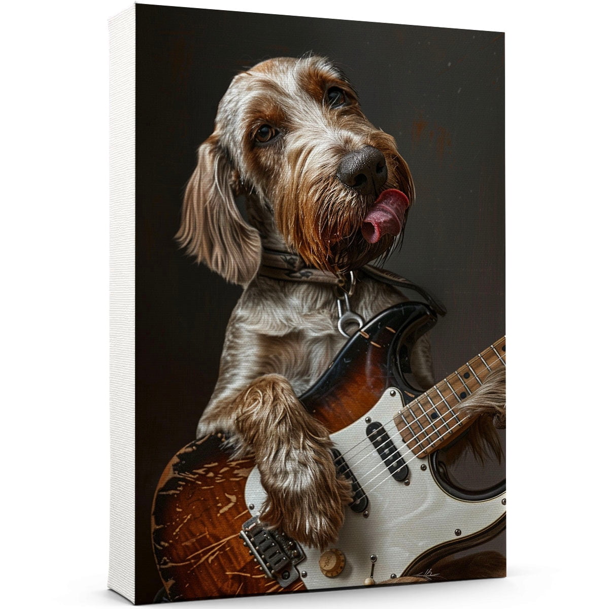 Spinone Italiano Dog Playing Guitar Funny Canvas - Spinone Italiano Dog ...