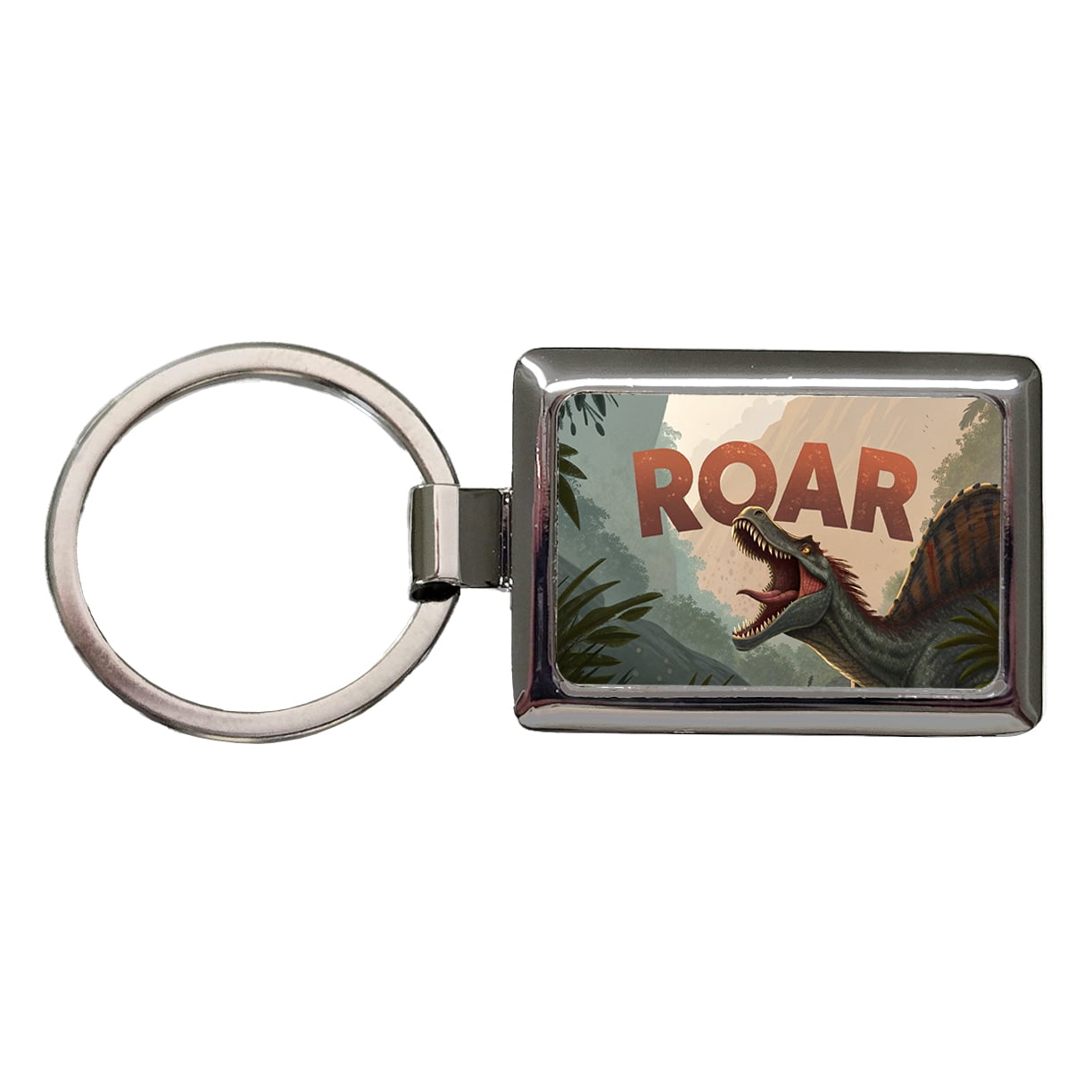 Spinosaurus Roar Bold Text Dinosaur Metal Rectangle Keychain - Walmart.com