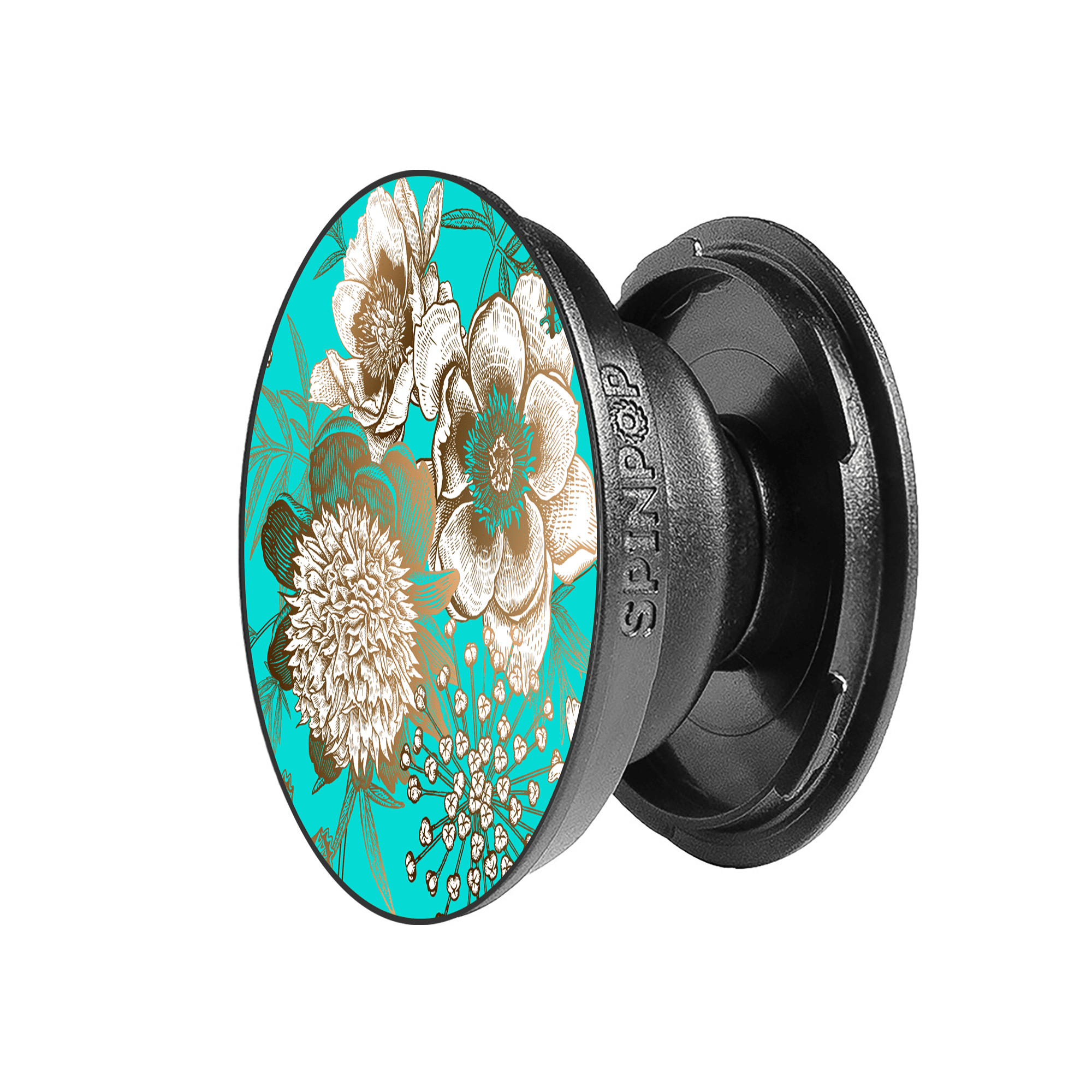 Spinpop Phone Grip - Flower Gold Foil Turquoise - Walmart.com