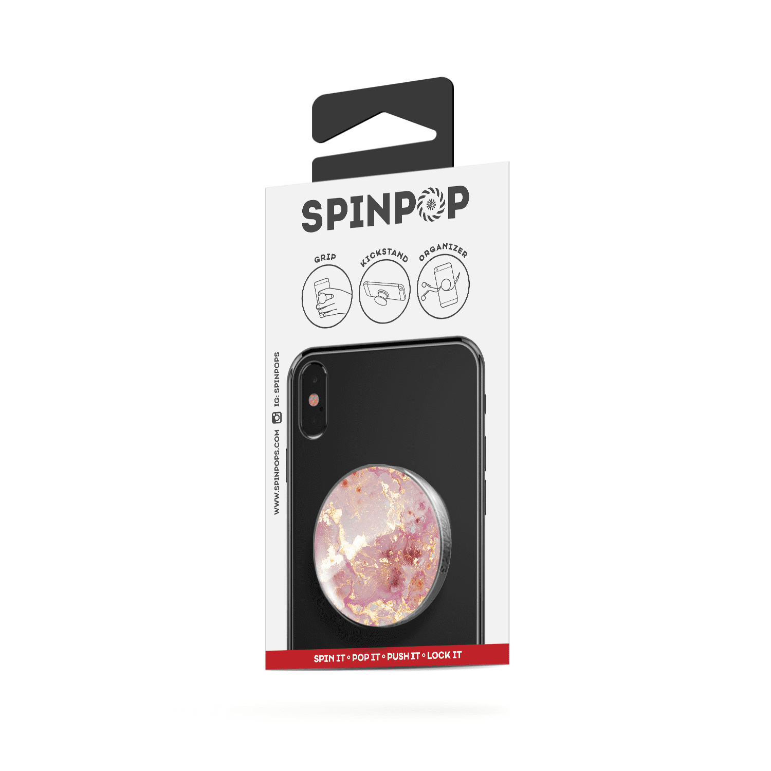 Spinpop Phone Grip - Pink Marble Gold Foil - Walmart.com