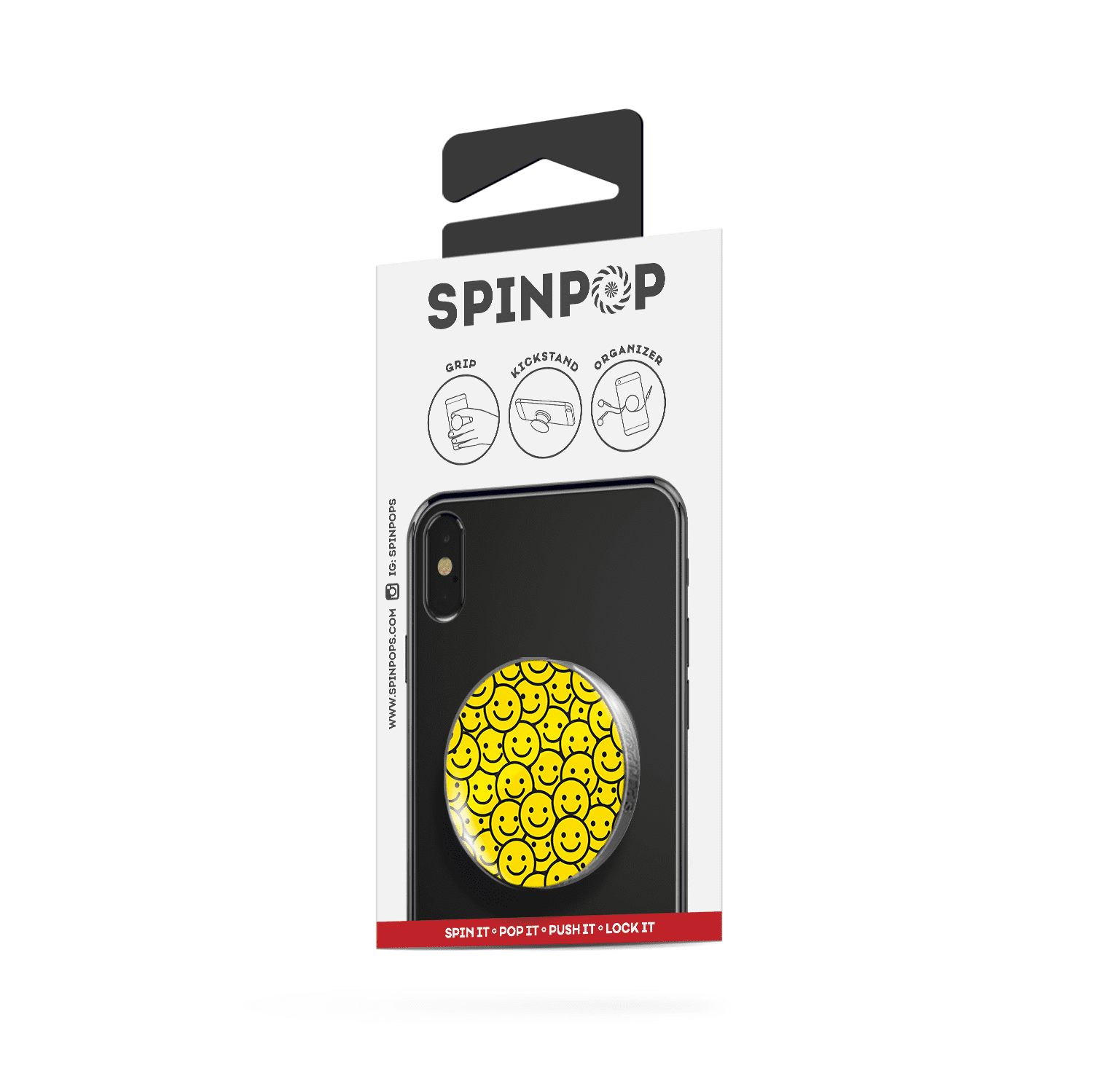 Spinpop Phone Grip - Smiley Cluster Yellow and Black - Walmart.com