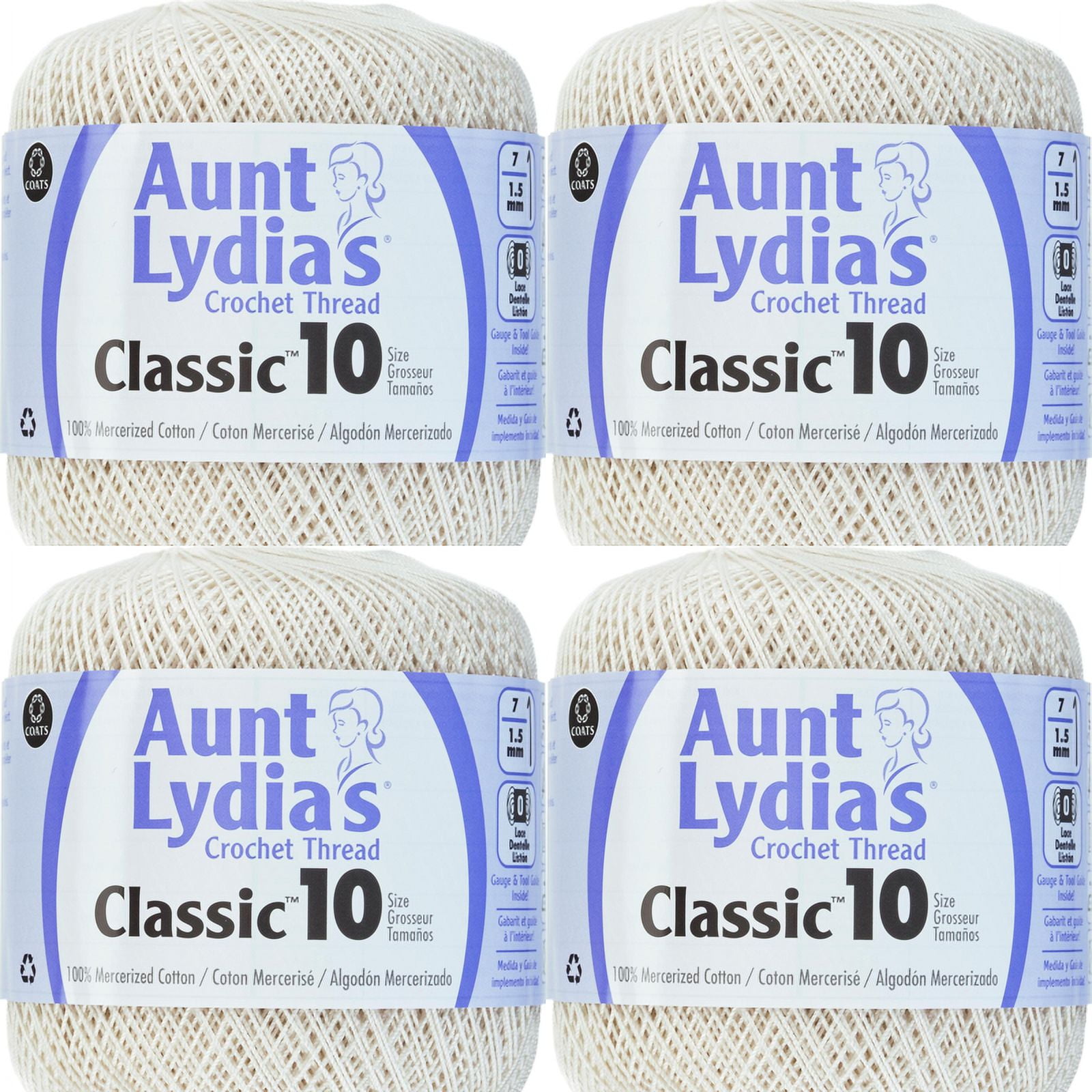 Spinrite Aunt Lydia's Classic Crochet Thread Size 10 - Antique White, 1 ...