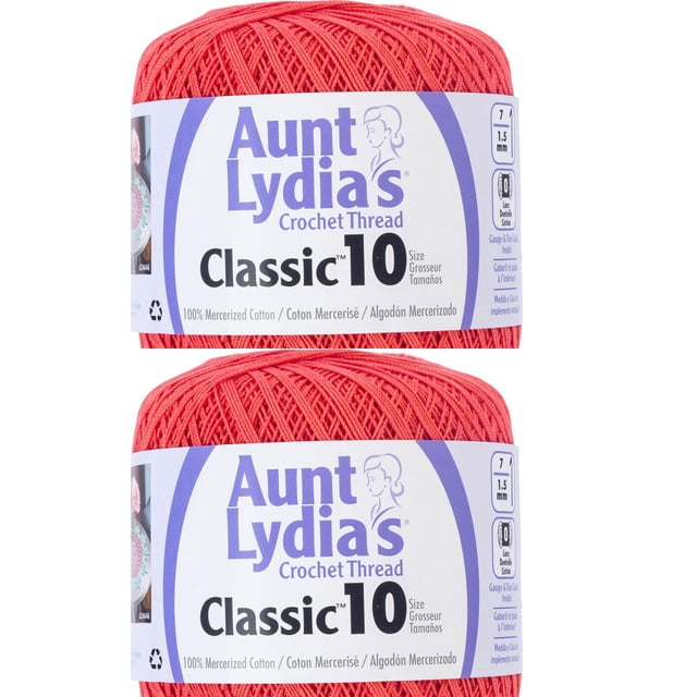 Spinrite Aunt Lydia's Classic Crochet Thread Size 10 - Bright Coral, 1 ...